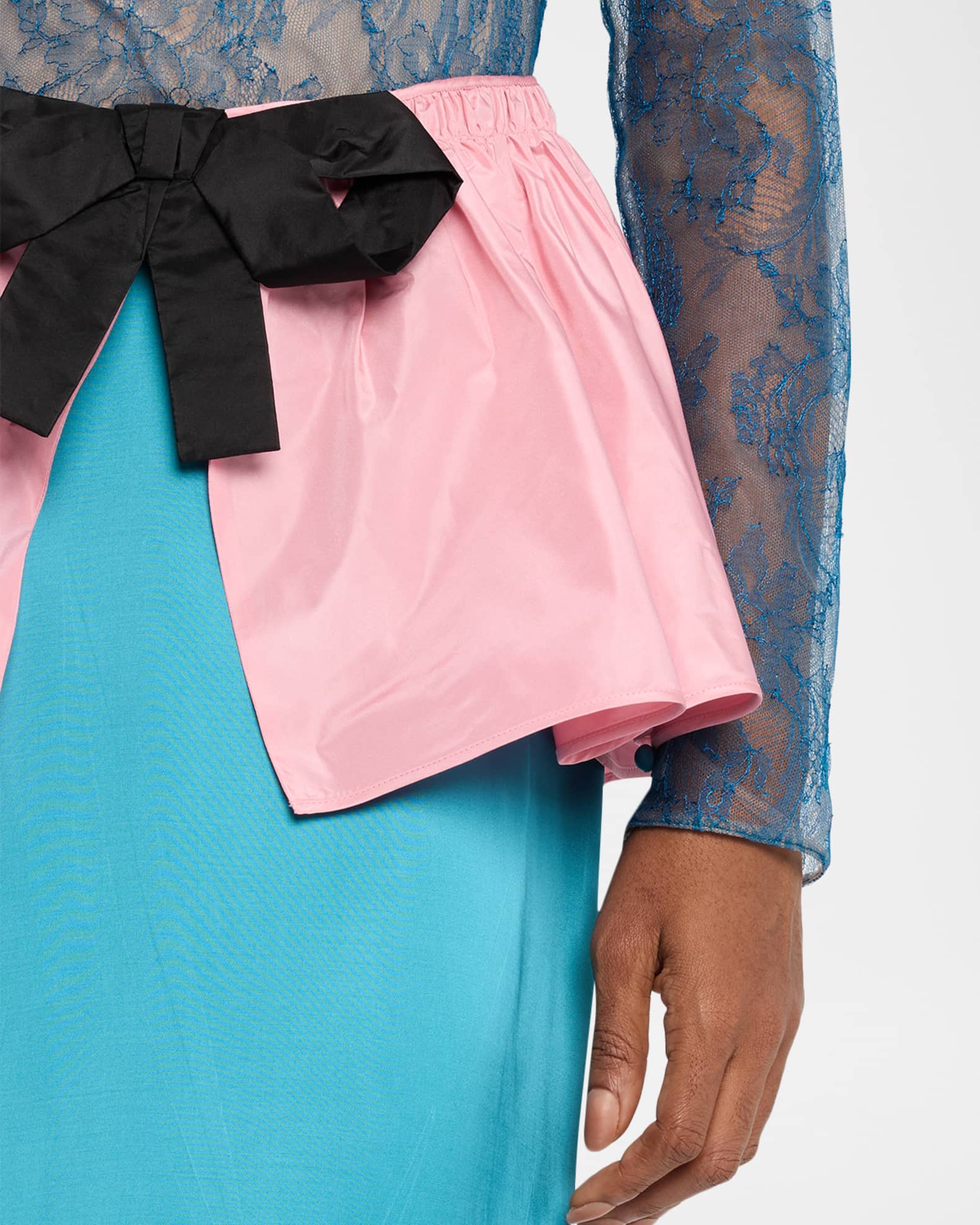 Valentino Garavani Lace Colorblock Peplum Dress | Neiman Marcus