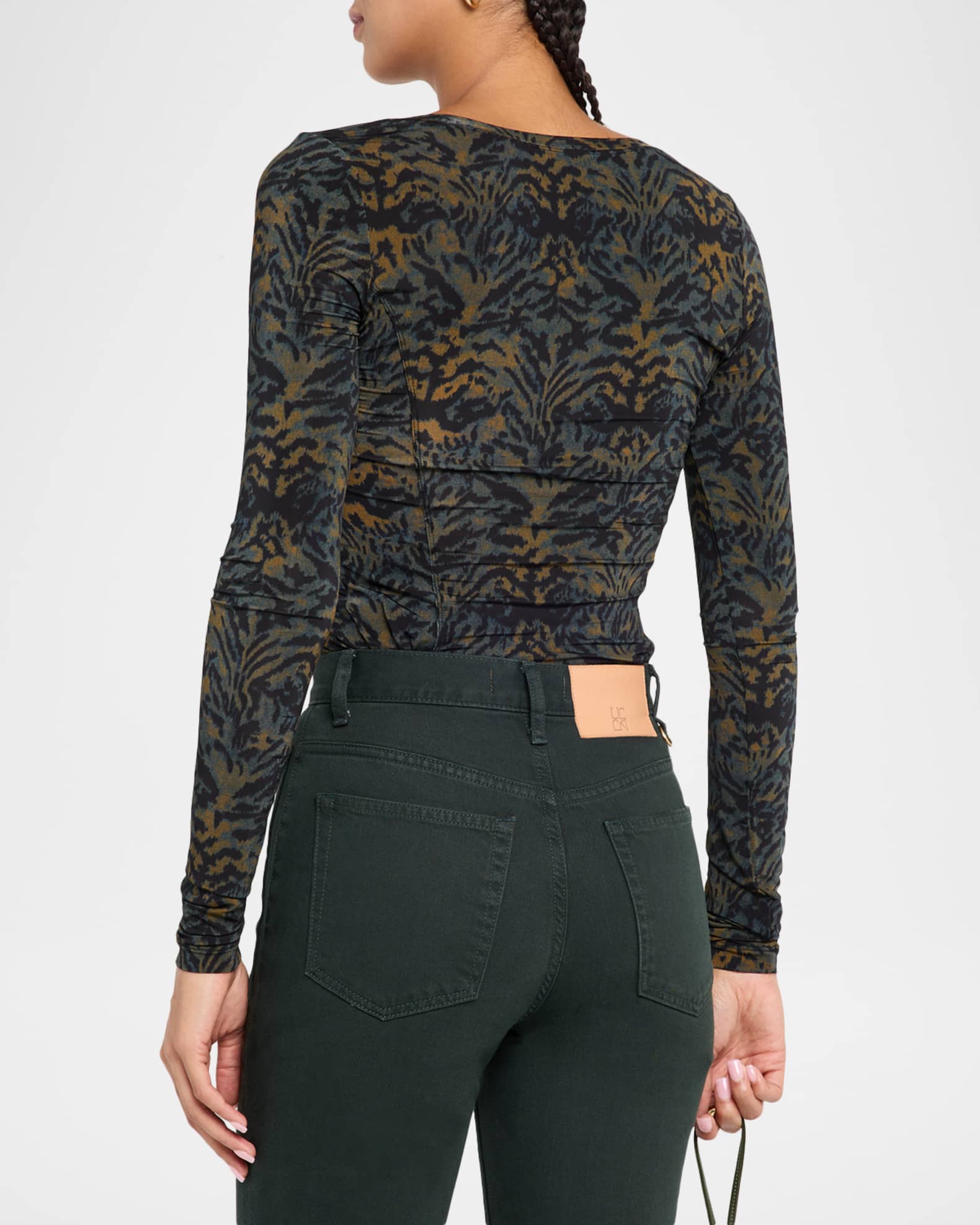 Ulla Johnson Aris Printed Long-Sleeve Jersey Top | Neiman Marcus