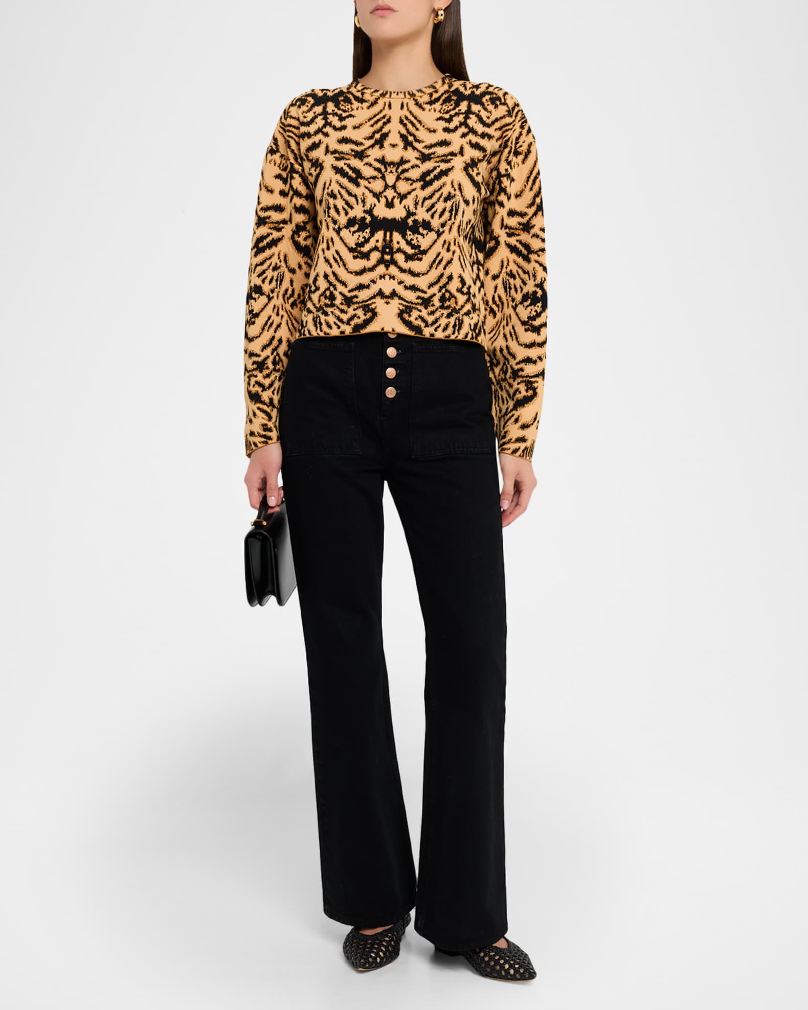 Ulla Johnson Cade Printed Jacquard Knit Pullover | Neiman Marcus