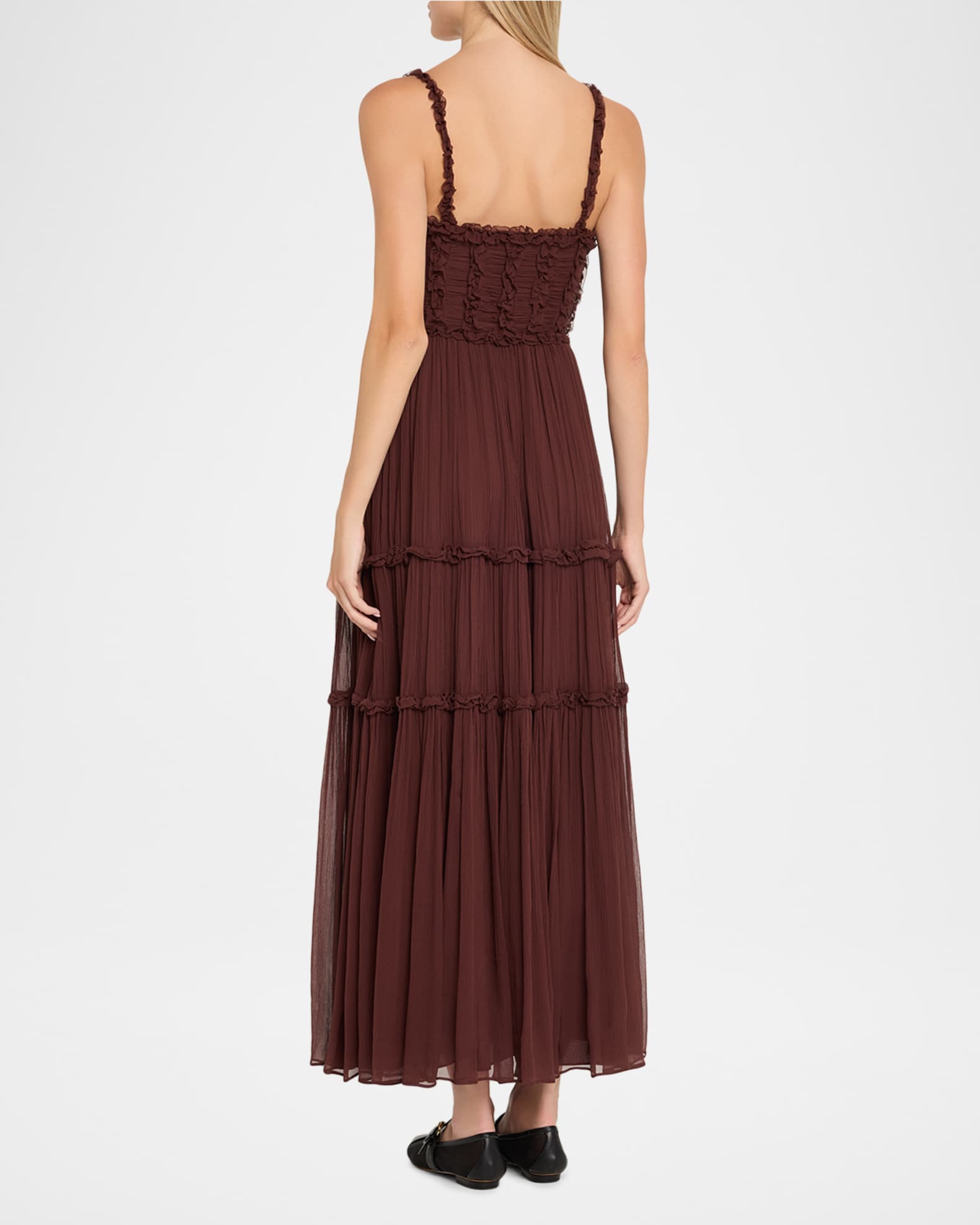 Ulla Johnson Talitha Smocked Sleeveless Silk Midi Dress | Neiman Marcus