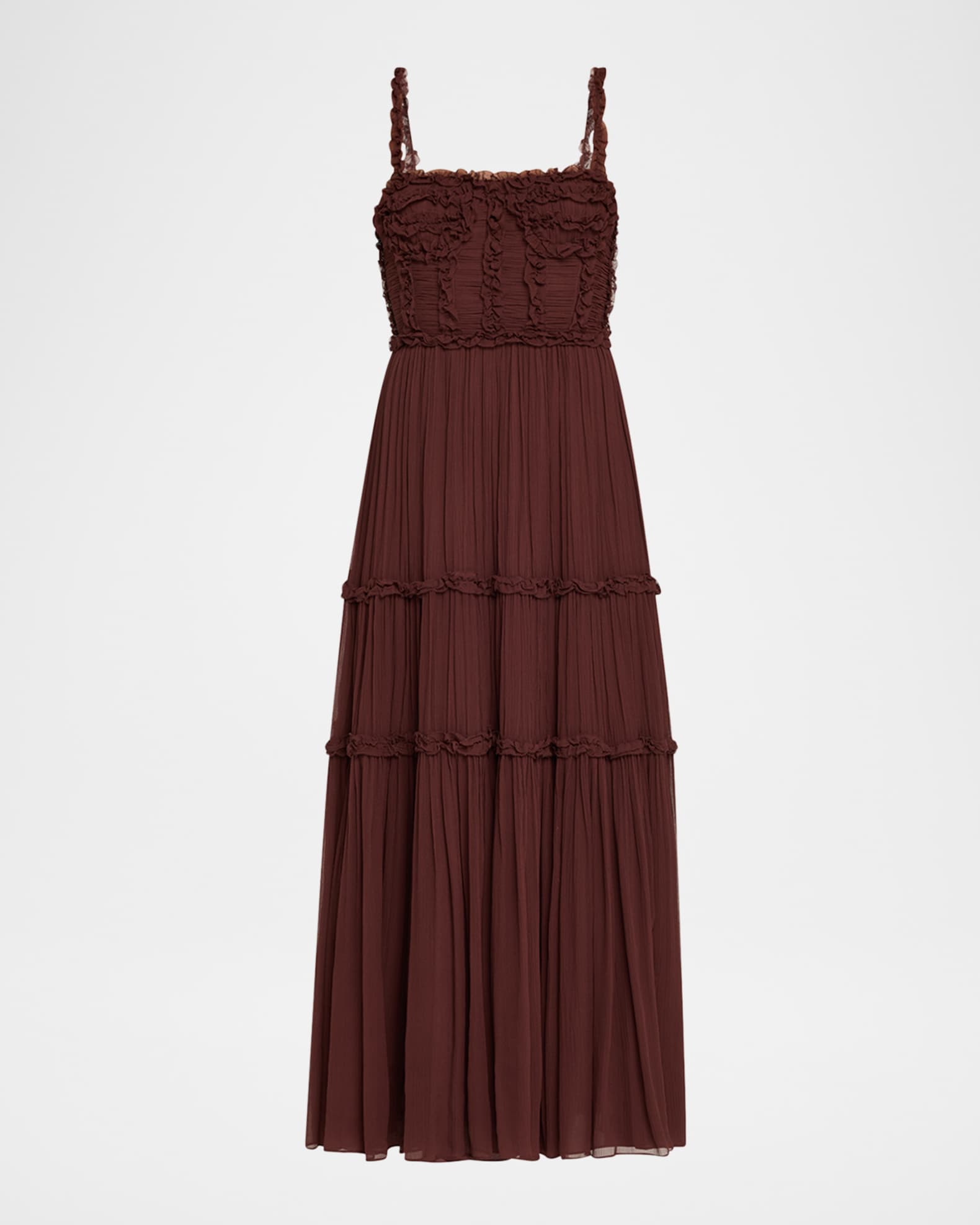 Ulla Johnson Talitha Smocked Sleeveless Silk Midi Dress | Neiman Marcus