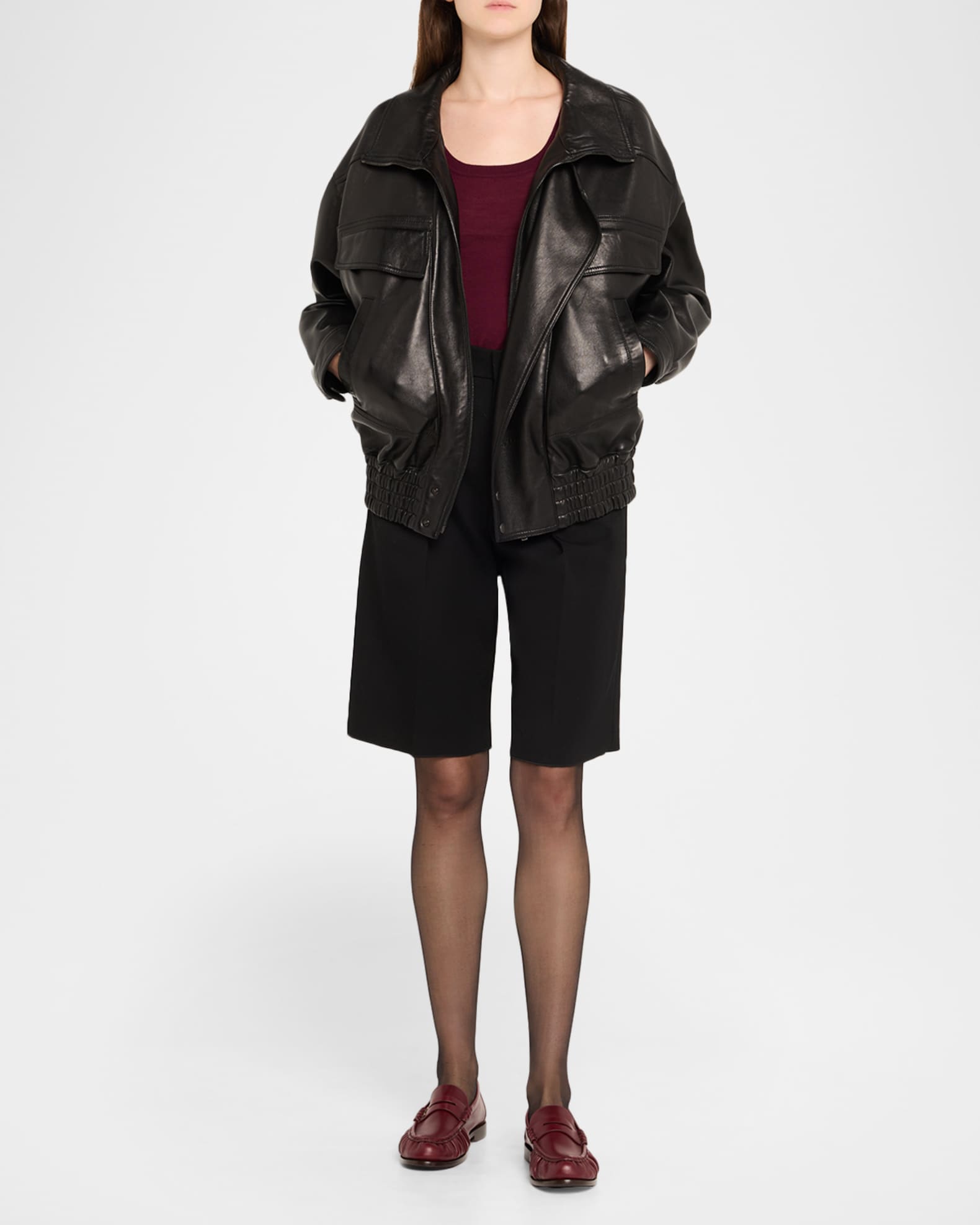 Saint Laurent Le Leather YSL Penny Loafers | Neiman Marcus