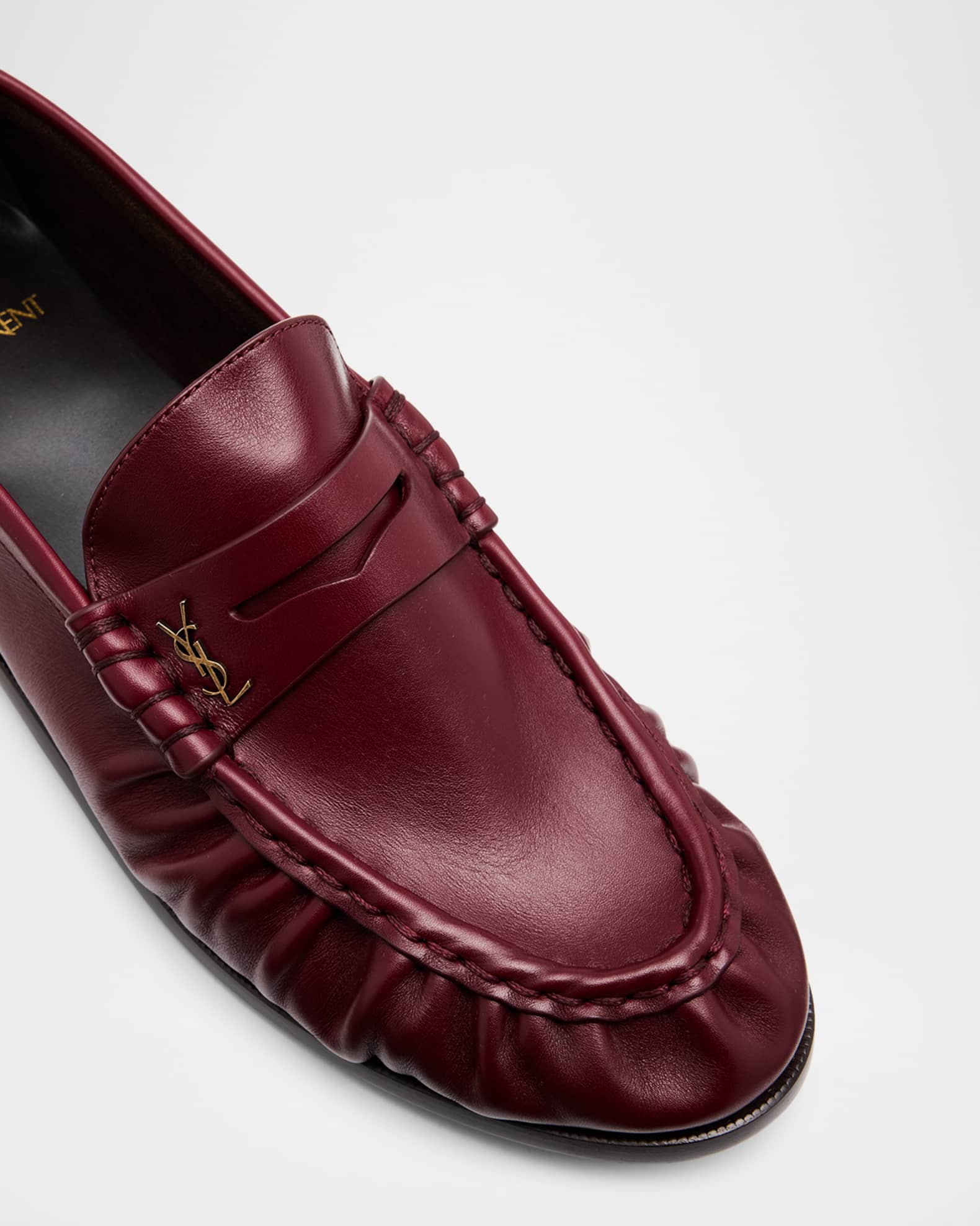 Saint Laurent Le Leather YSL Penny Loafers | Neiman Marcus