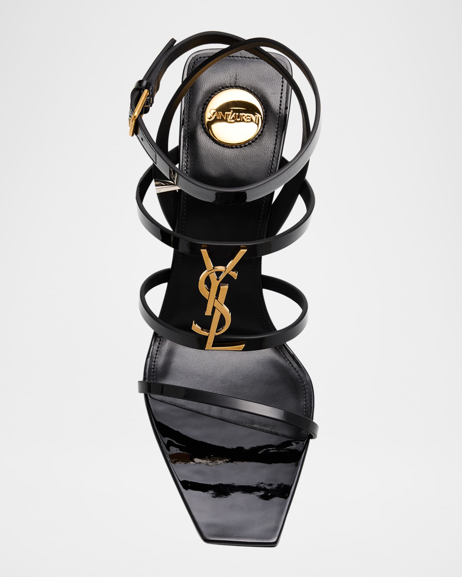 Saint Laurent Cassandra YSL Medallion Leather Stiletto Sandals | Neiman ...