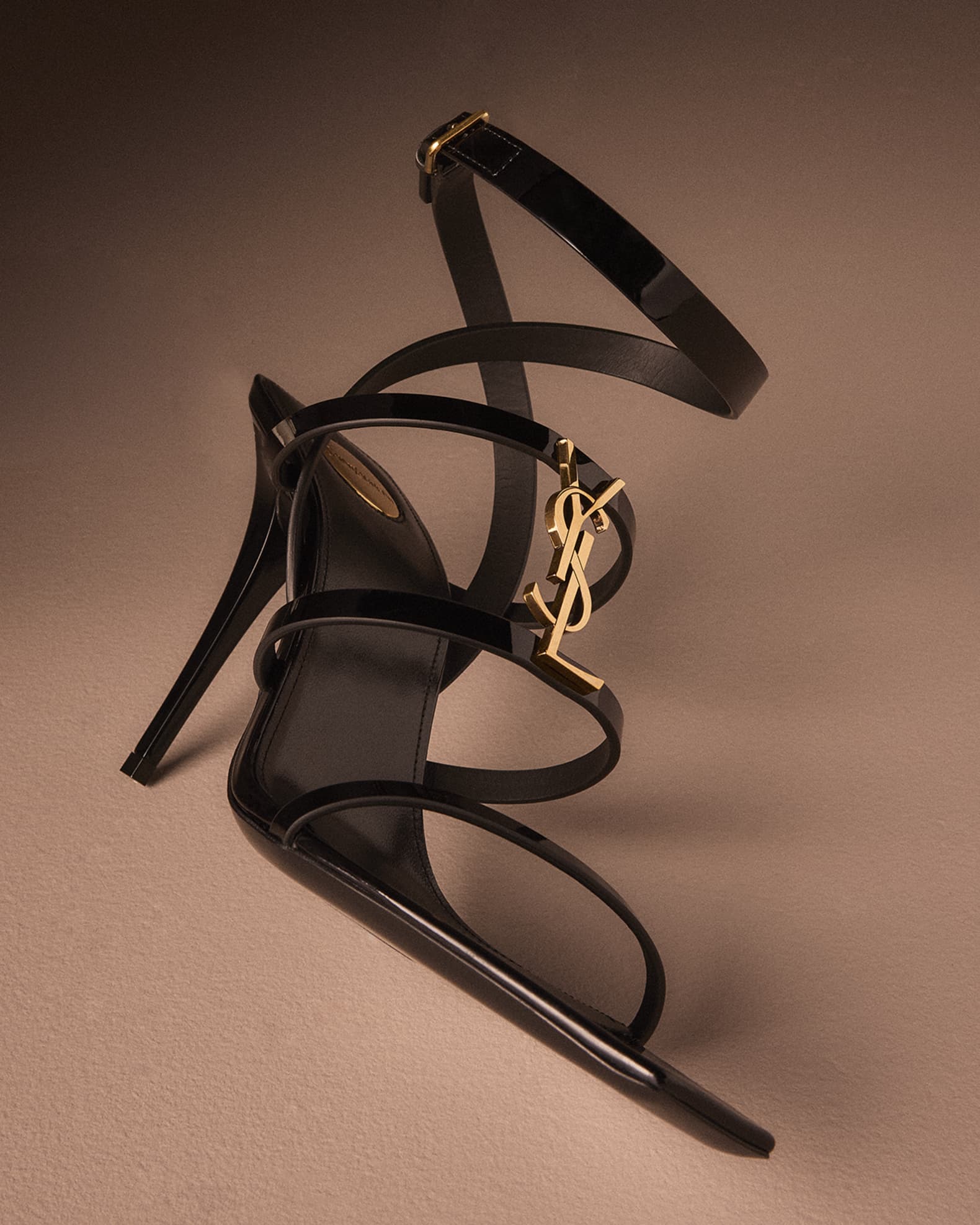 Saint Laurent Cassandra YSL Medallion Leather Stiletto Sandals | Neiman ...