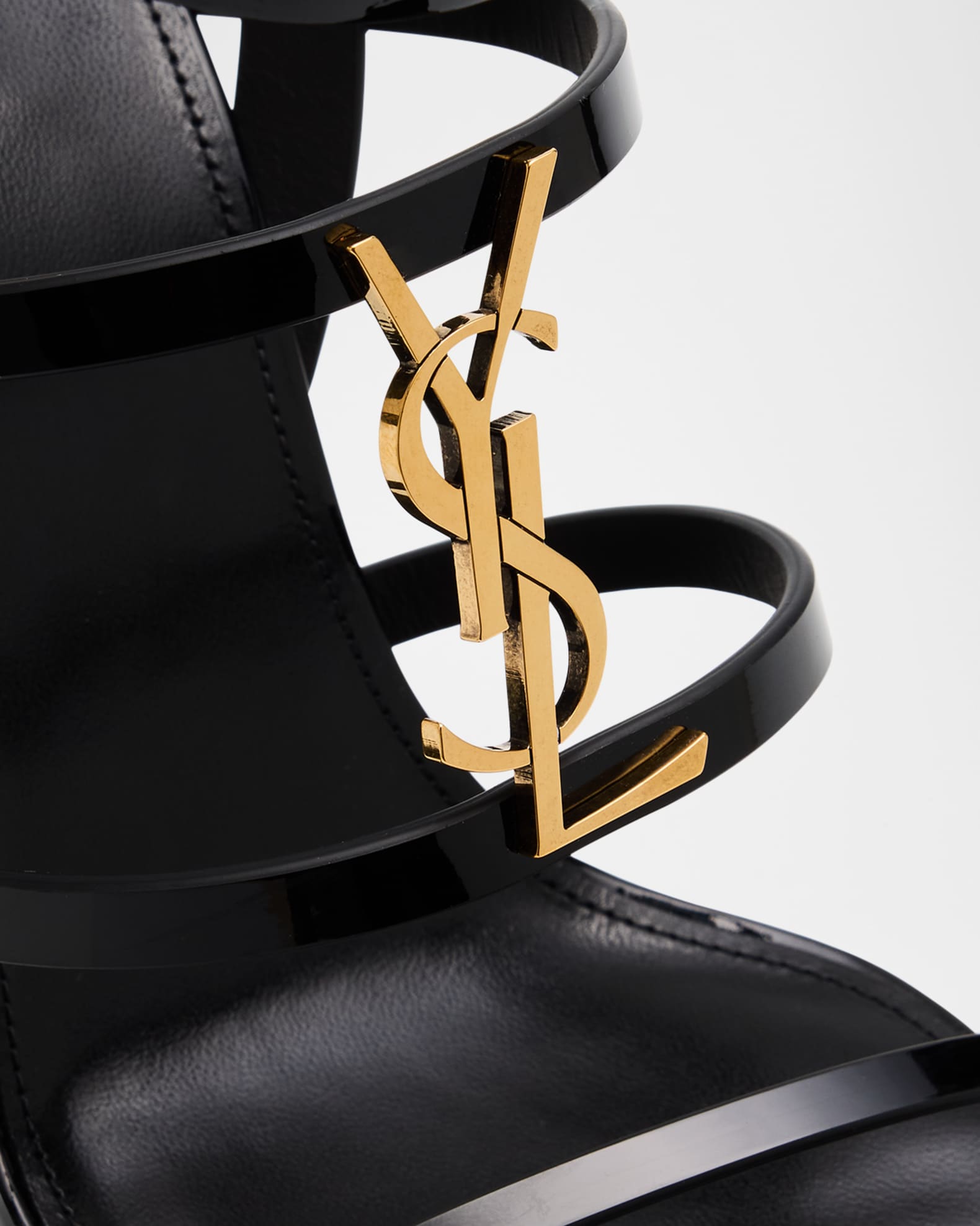Saint Laurent Cassandra YSL Medallion Leather Stiletto Sandals | Neiman ...