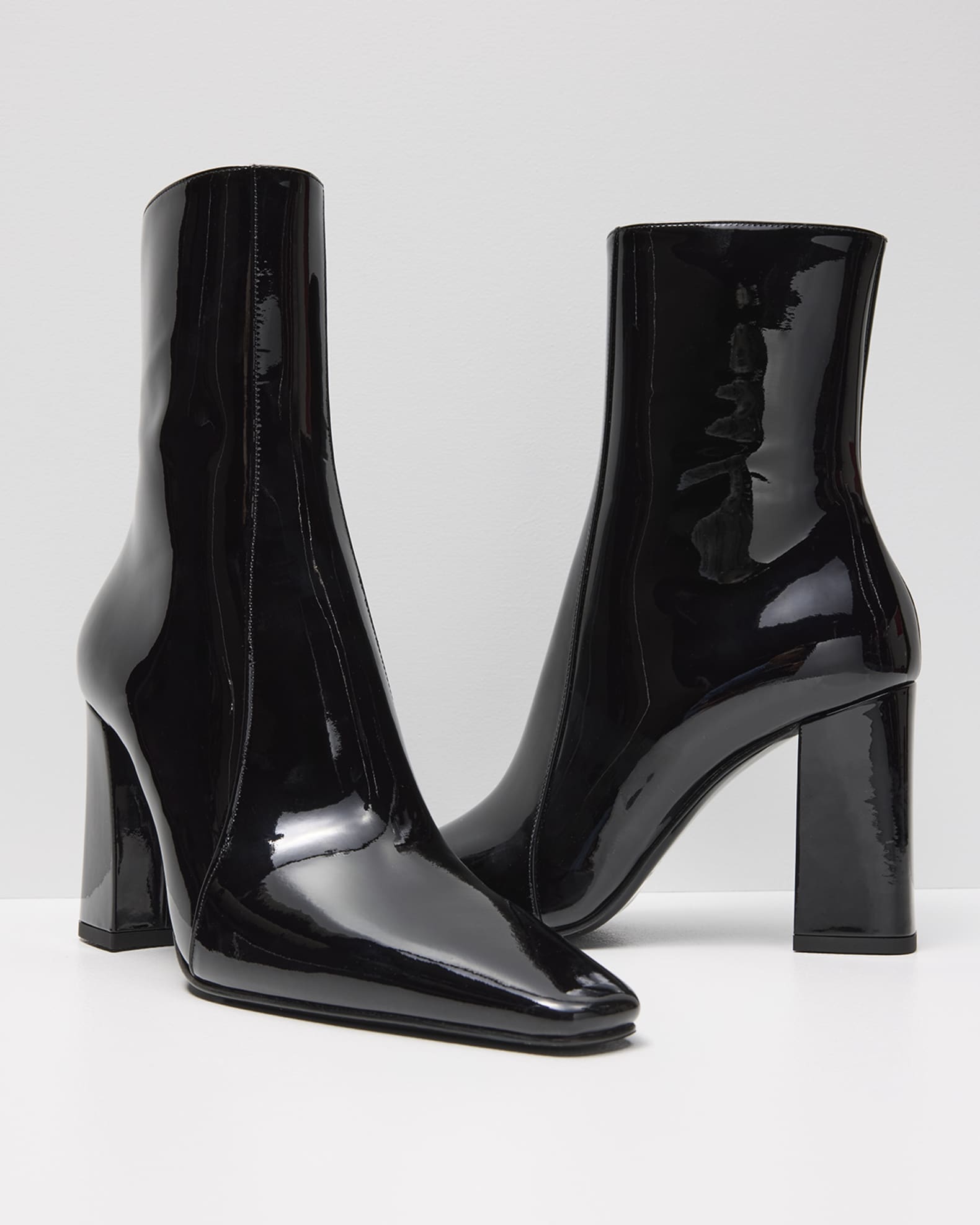 black pattern leather boots