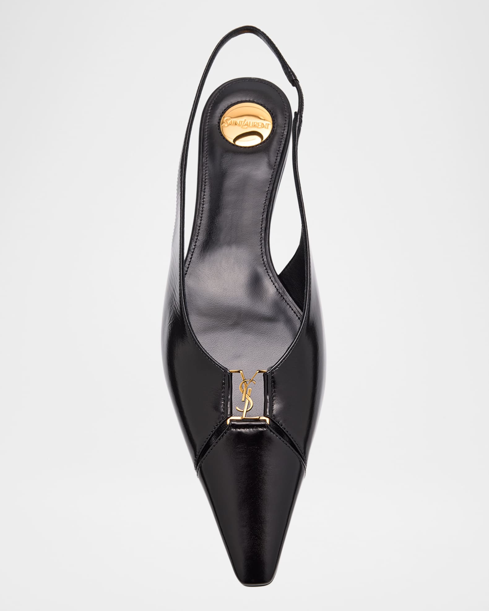 Saint Laurent Babylone Leather YSL Slingback Ballerina Flats | Neiman ...
