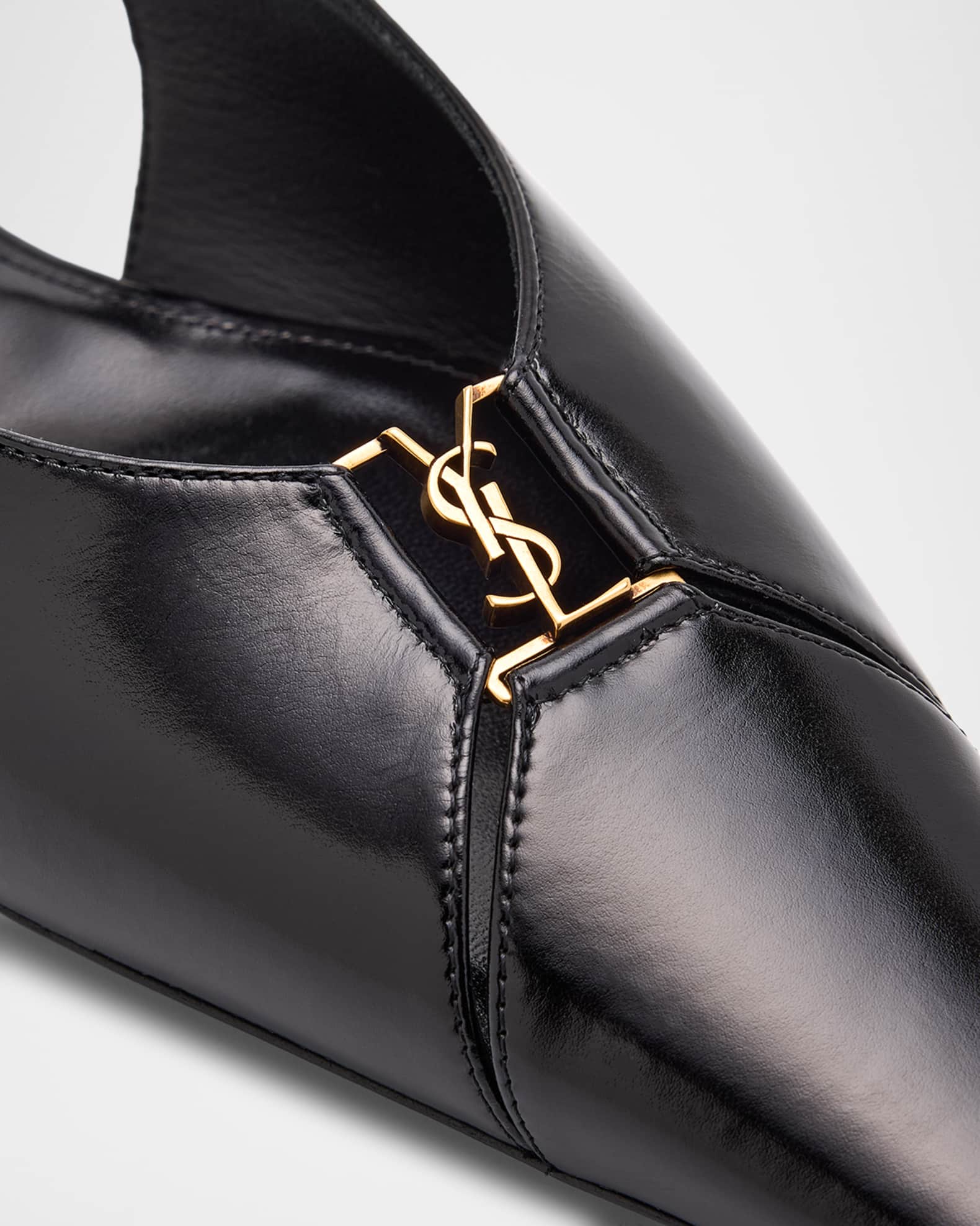 Saint Laurent Babylone Leather YSL Slingback Ballerina Flats | Neiman ...
