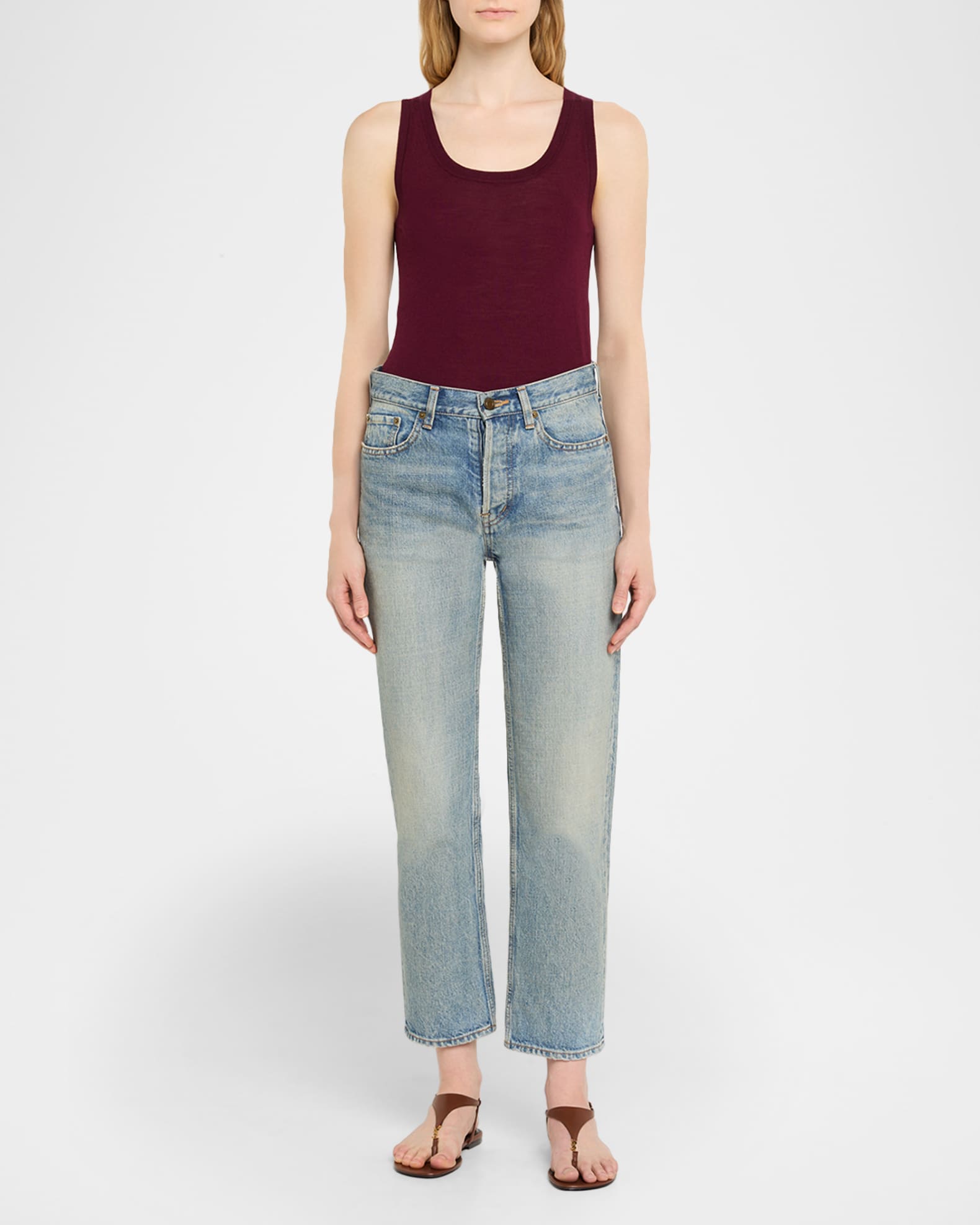 Saint Laurent Cassandra YSL Smooth Leather Sandals | Neiman Marcus