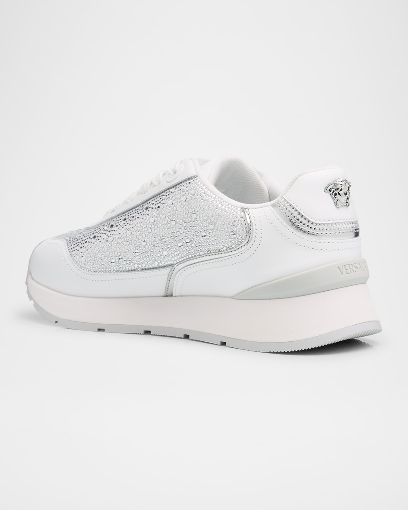 Versace Pirene Embellished Leather Runner Sneakers | Neiman Marcus