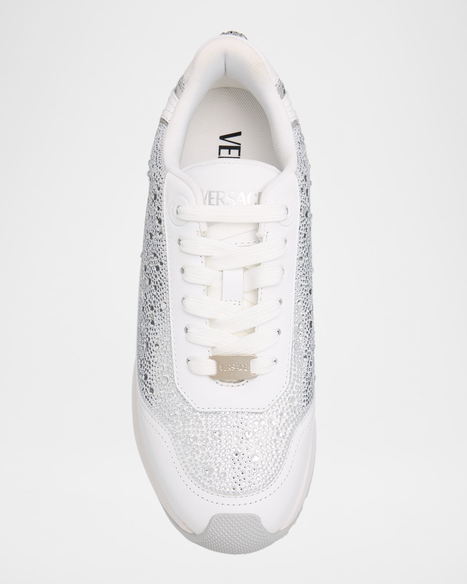 Versace Pirene Embellished Leather Runner Sneakers | Neiman Marcus
