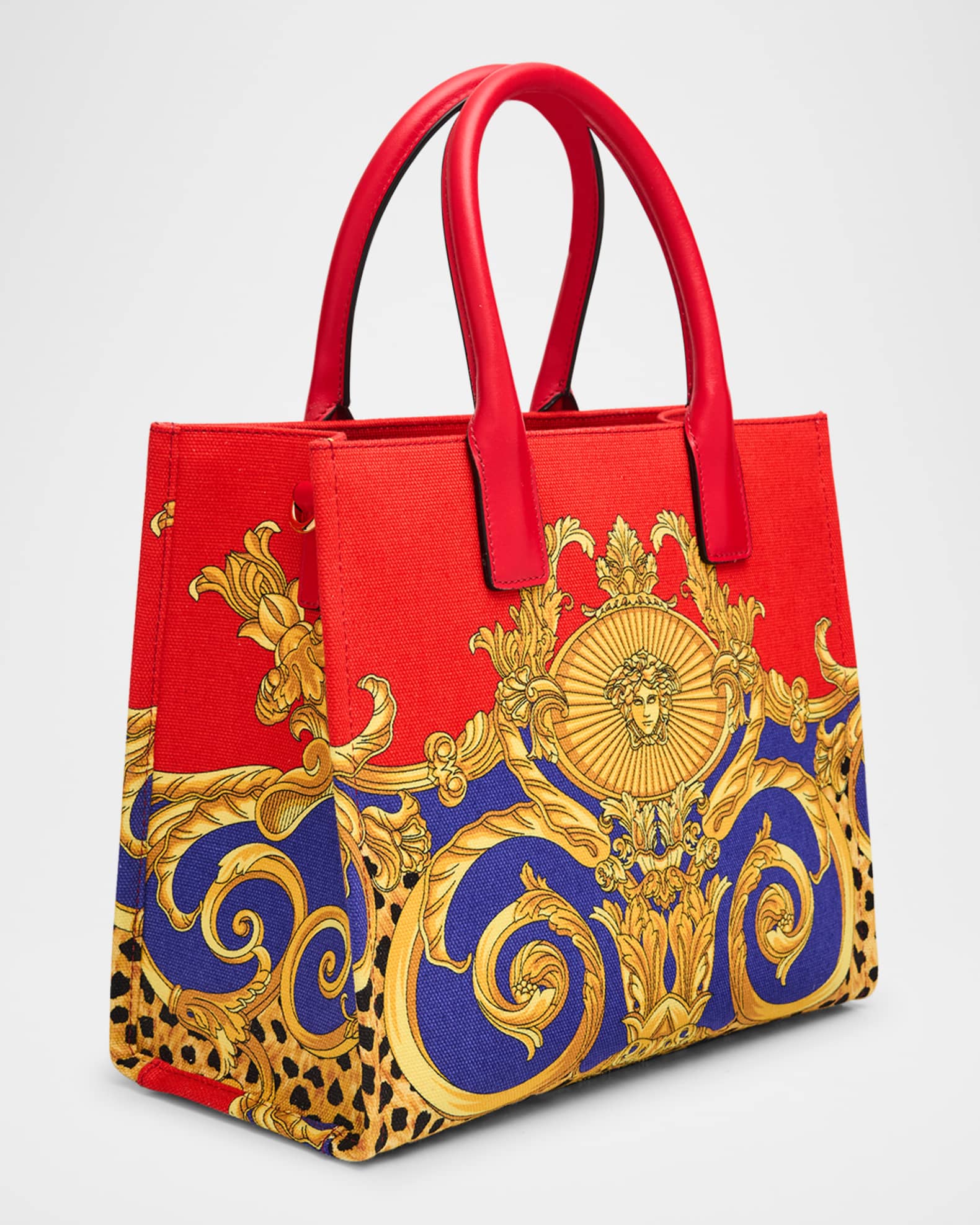 Versace La Medusa Small Printed Canvas Tote Bag | Neiman Marcus