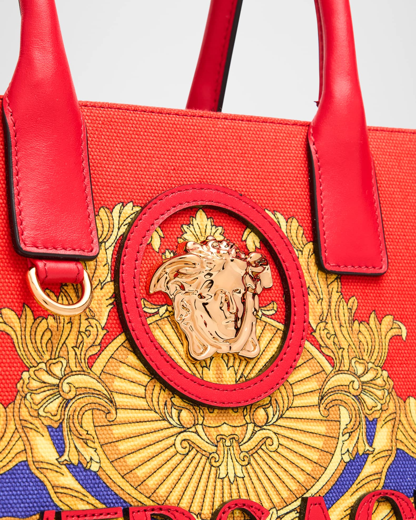 Versace La Medusa Small Printed Canvas Tote Bag | Neiman Marcus