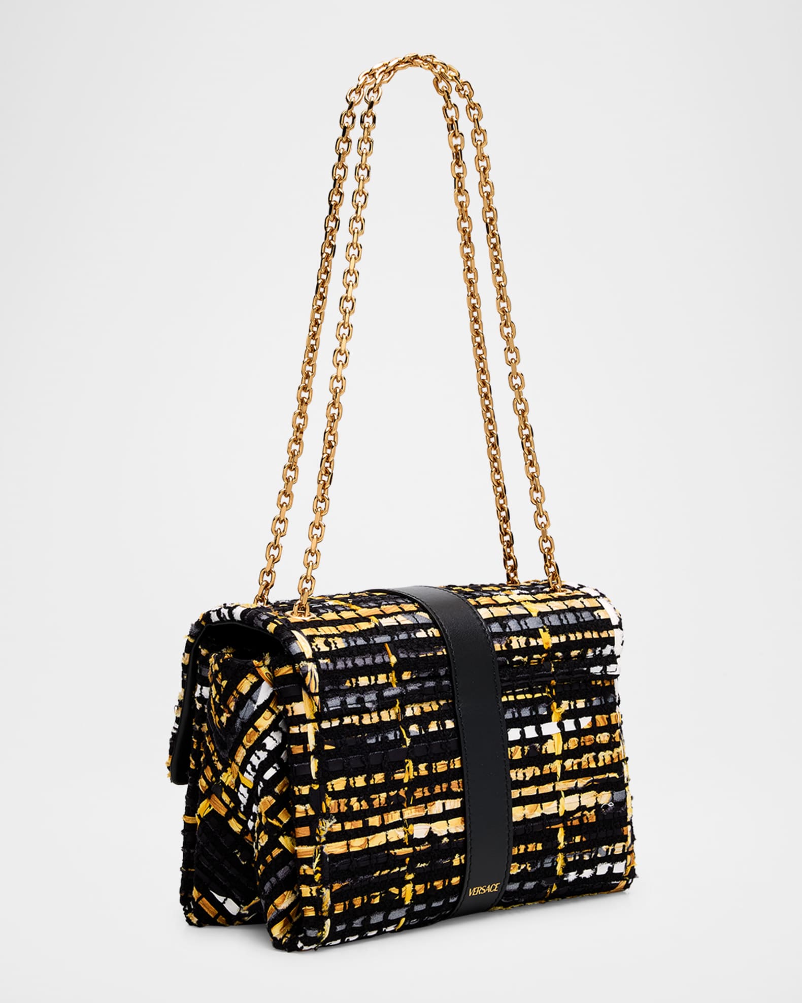 Versace Kleio Medusa Barocco Tweed Shoulder Bag | Neiman Marcus