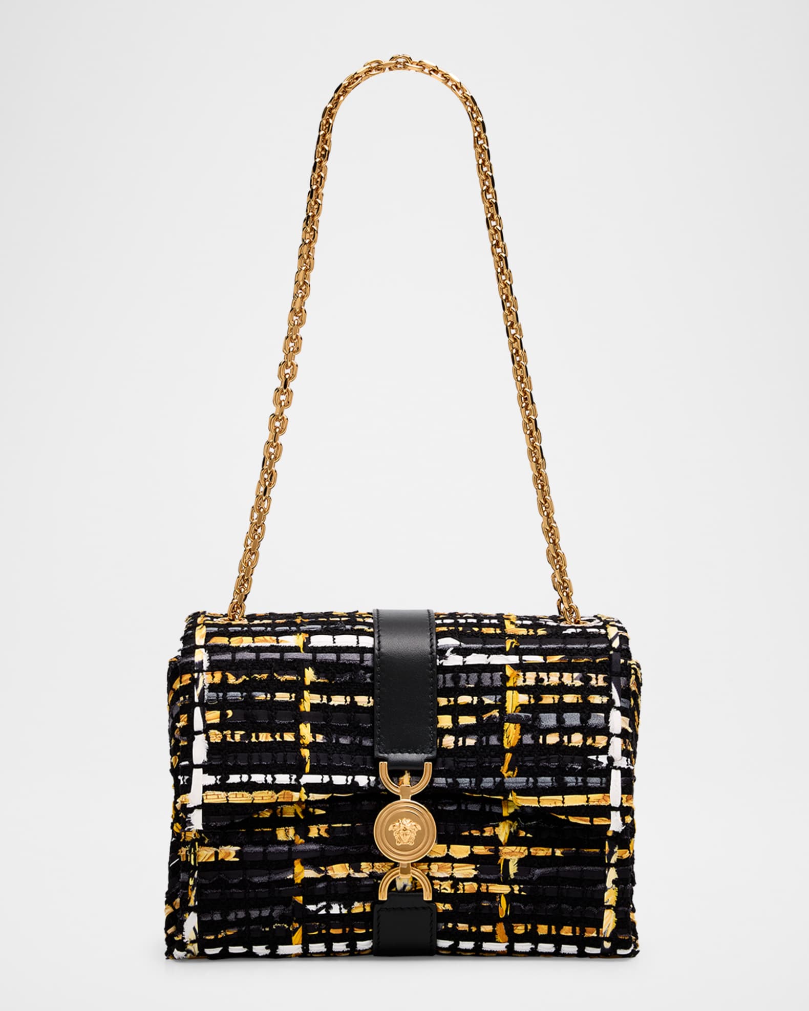 Versace Kleio Medusa Barocco Tweed Shoulder Bag | Neiman Marcus