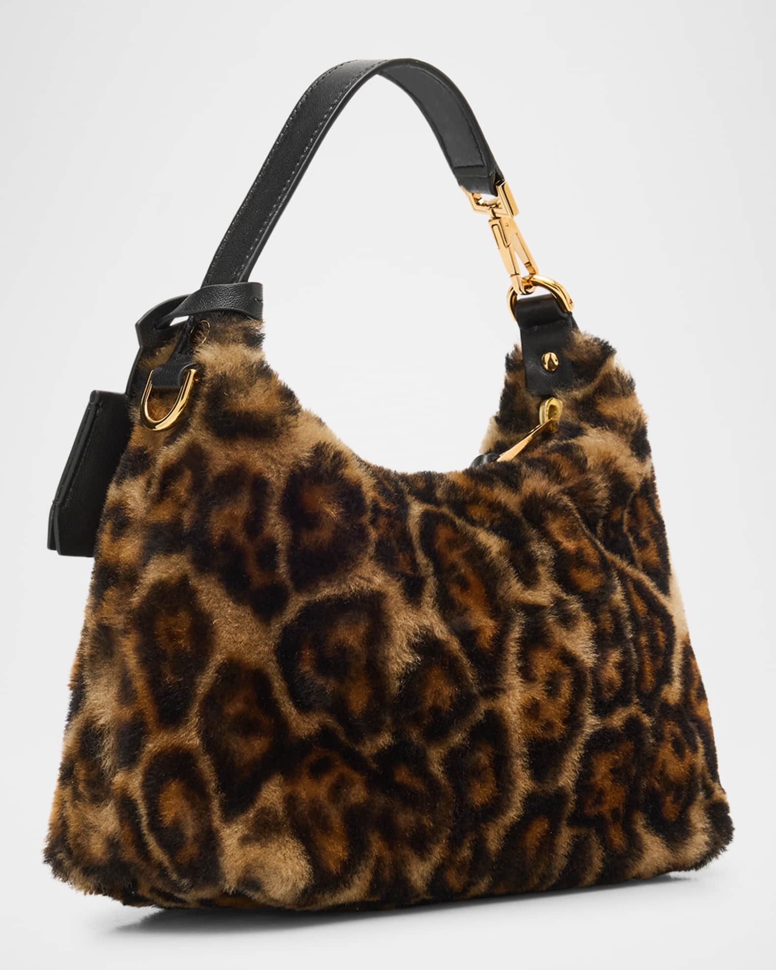 Versace Animal-Print Faux Fur Hobo Bag | Neiman Marcus