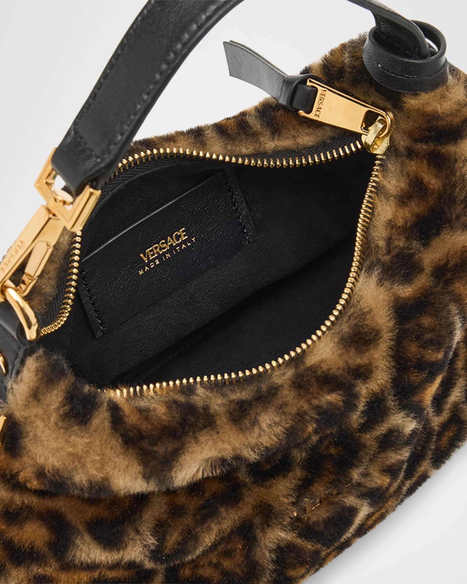 Versace Animal-Print Faux Fur Hobo Bag | Neiman Marcus
