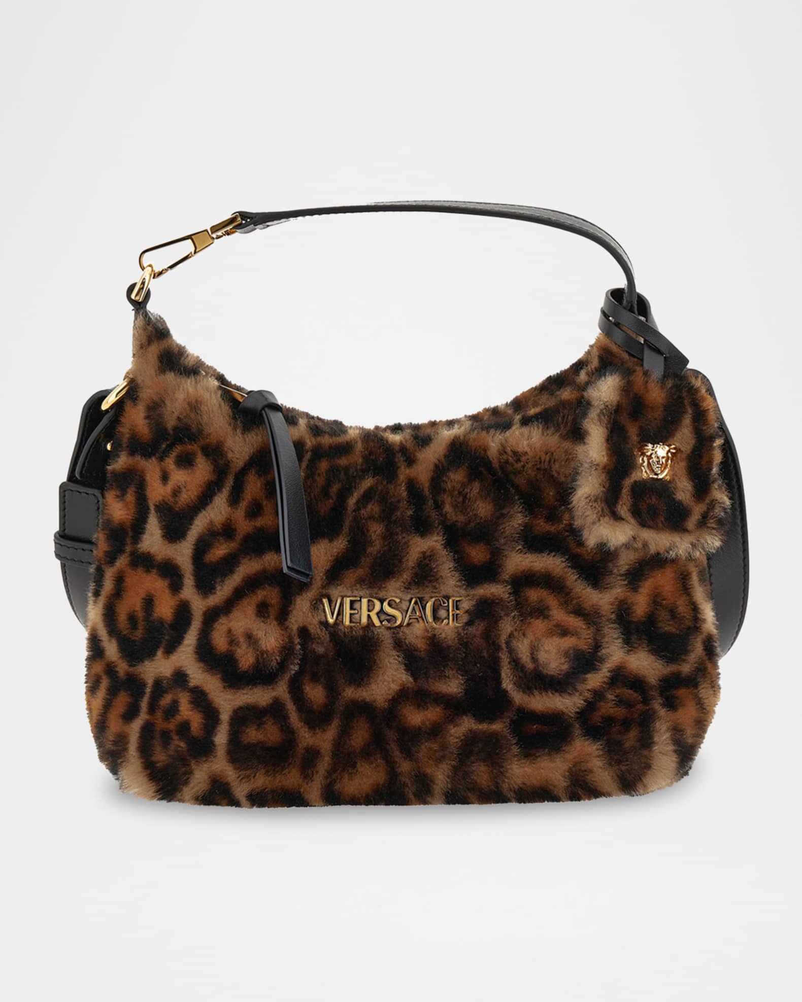 Versace Animal-Print Faux Fur Hobo Bag | Neiman Marcus