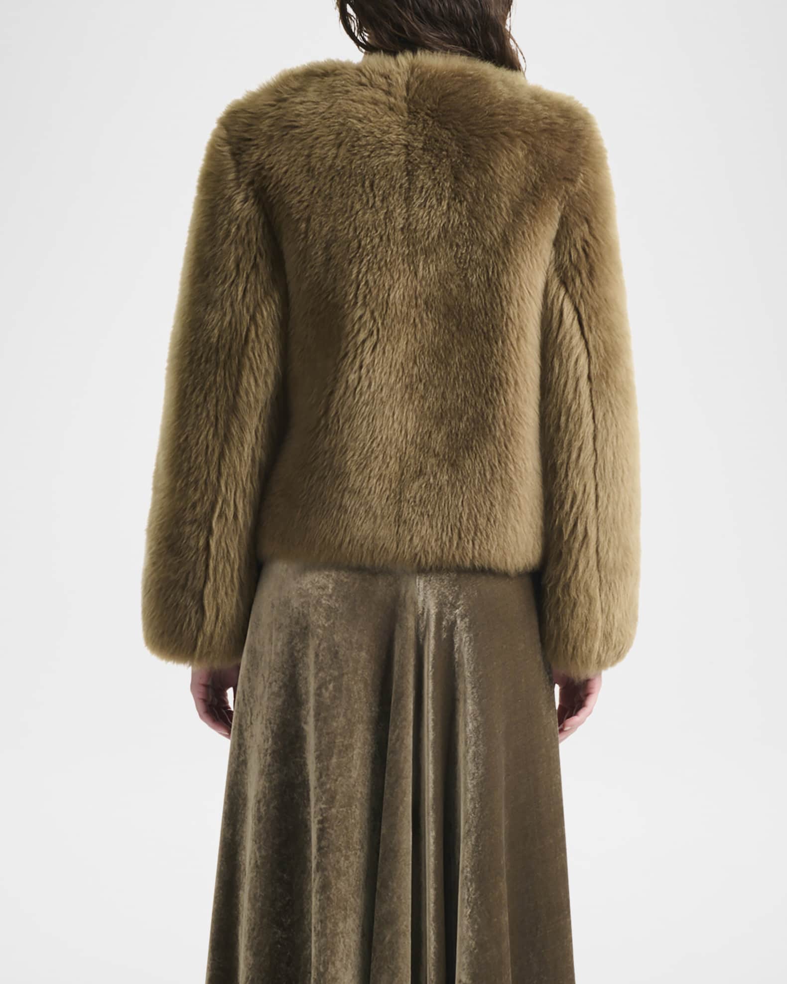 Altuzarra Maury Lamb Shearling Collarless Coat | Neiman Marcus