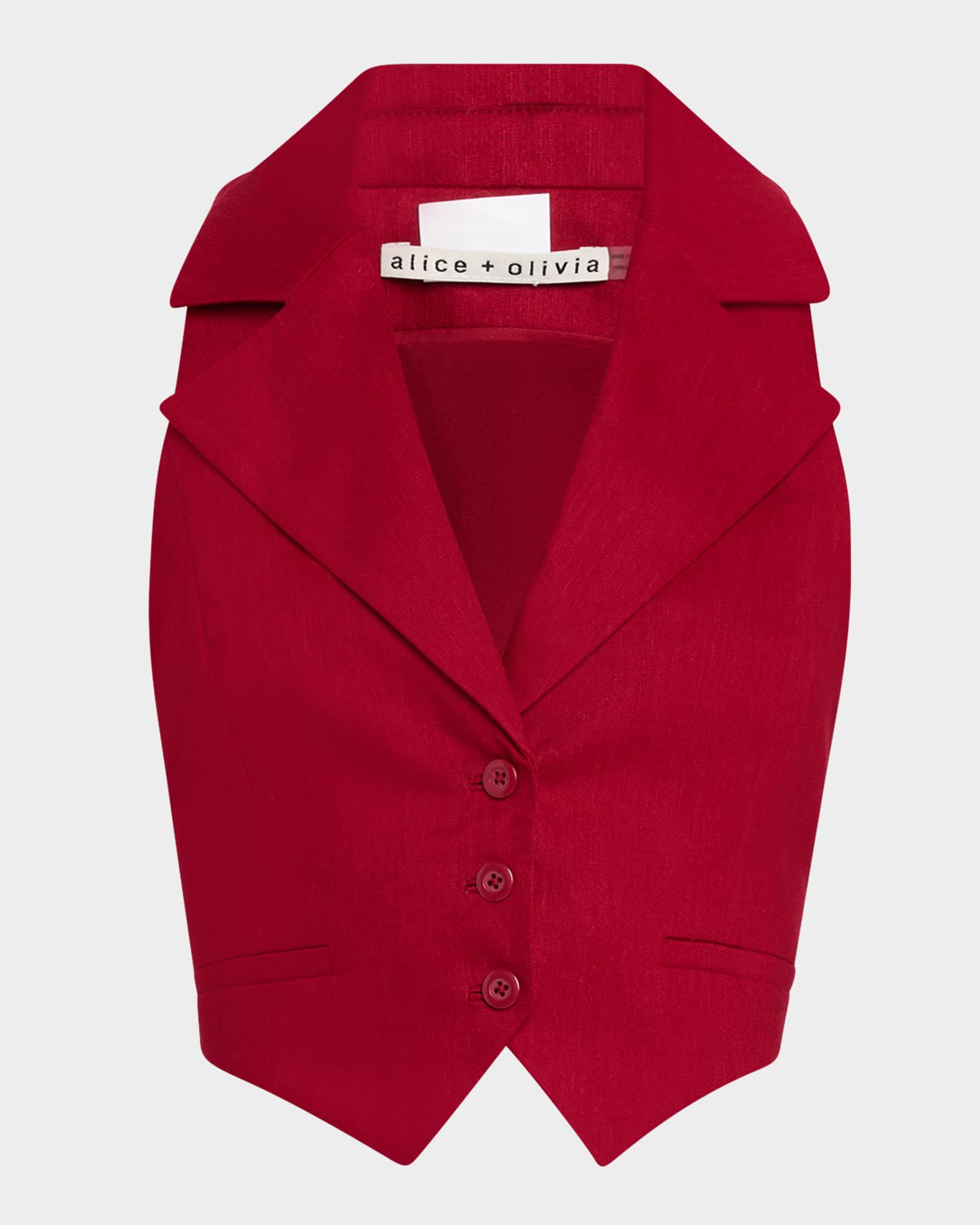 Alice + Olivia Donna Cropped Linen-Blend Vest | Neiman Marcus