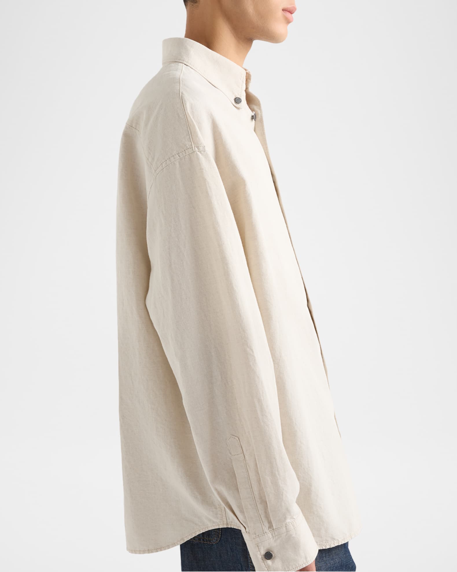 Prada Men's Long-Sleeve Chambray Shirt | Neiman Marcus