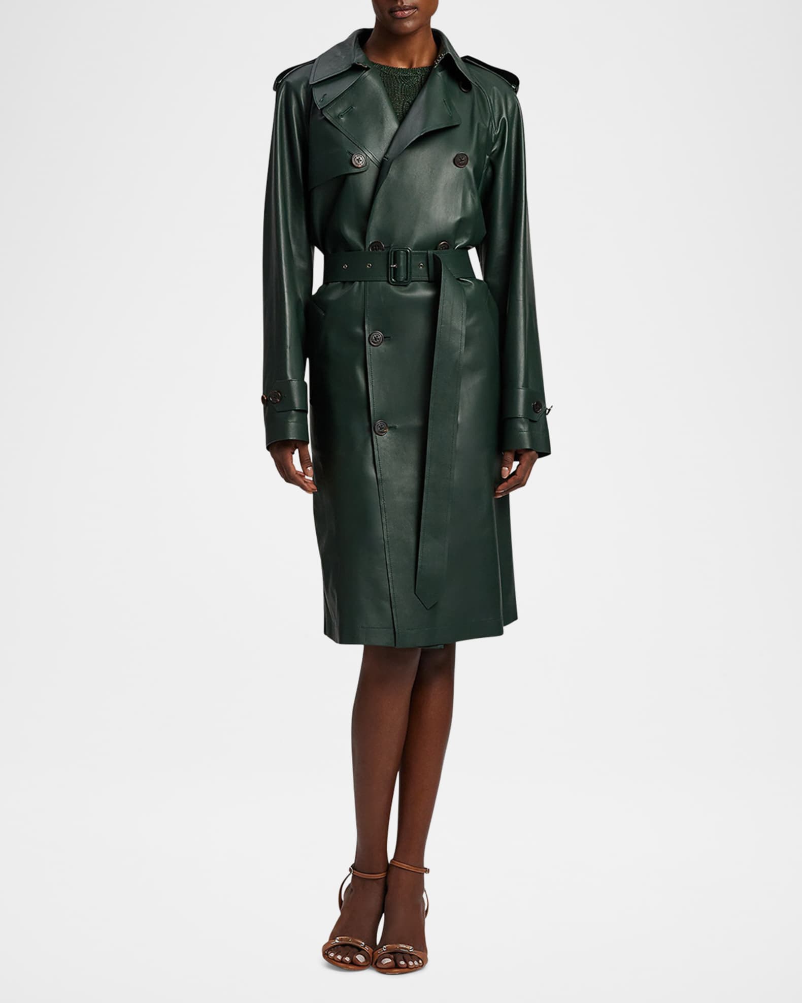 Ralph Lauren Collection Niles Leather Trench Coat | Neiman Marcus