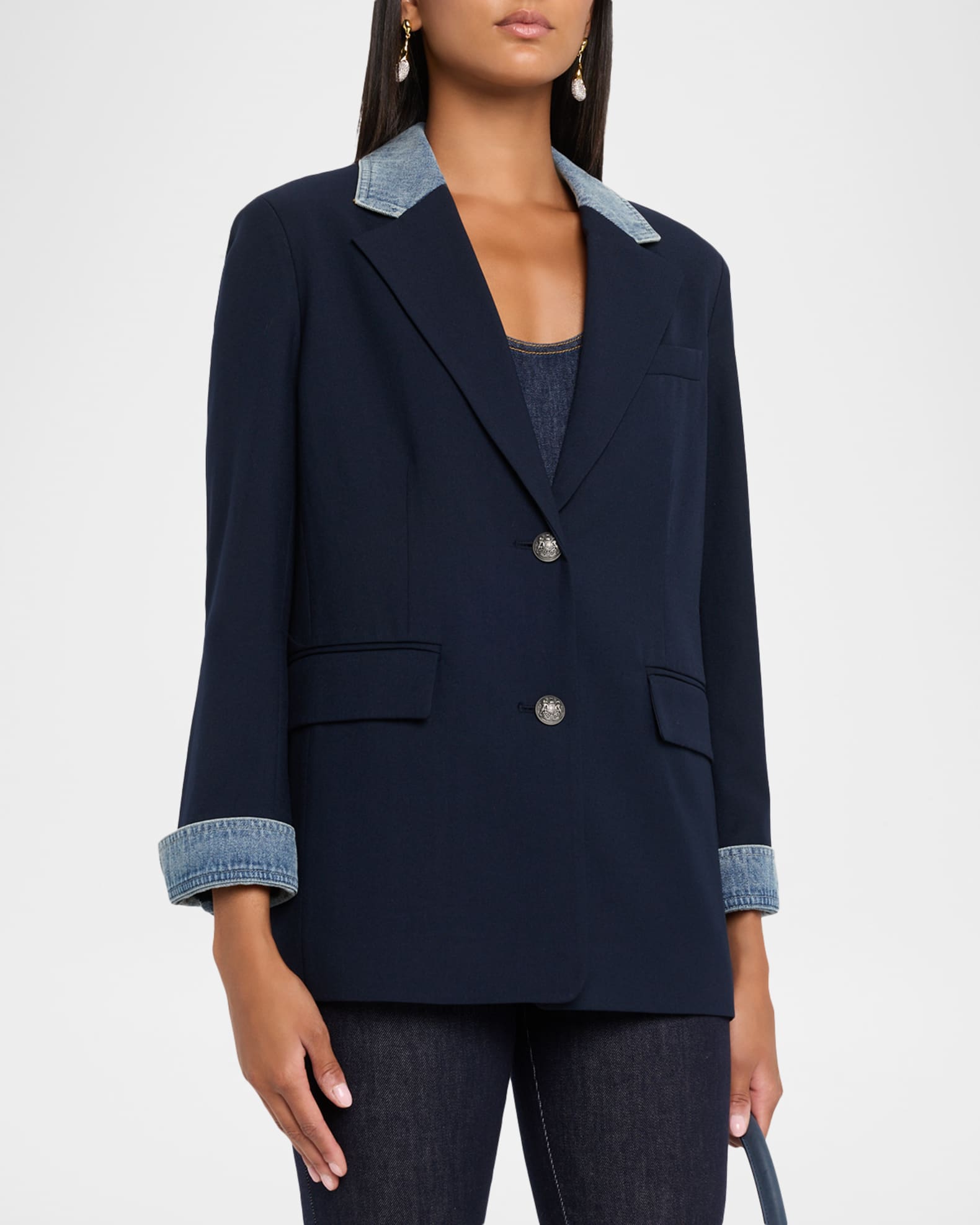 Kobi Halperin Silva Single-Breasted Mixed Media Jacket | Neiman Marcus