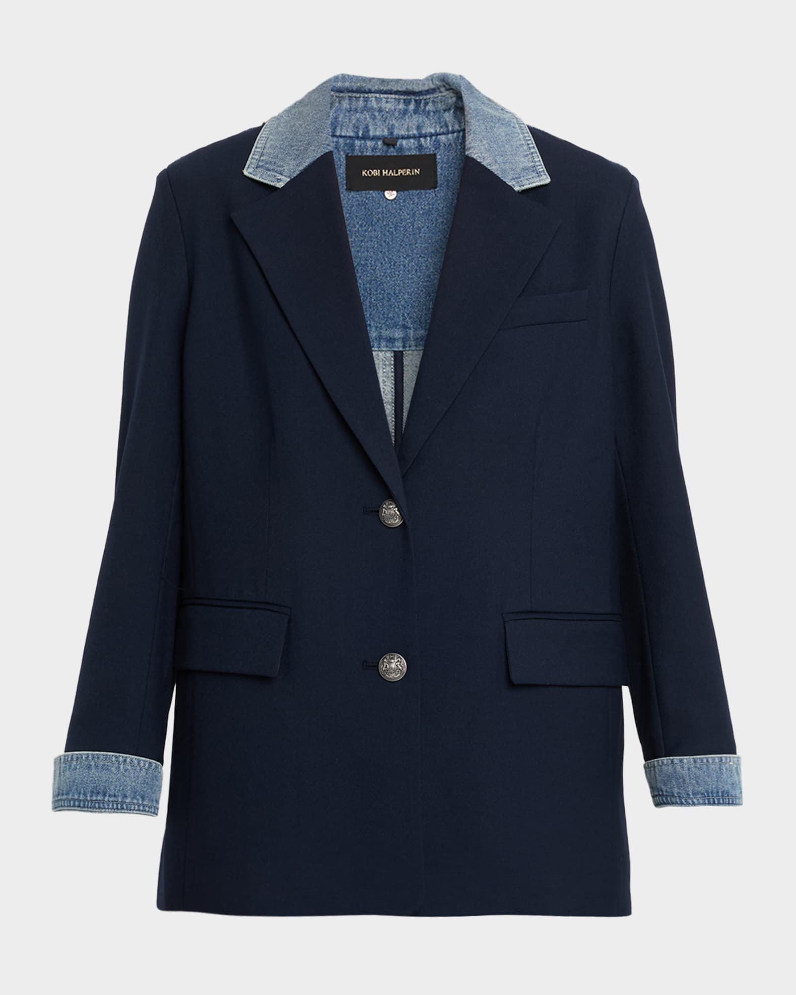 Kobi Halperin Silva Single-Breasted Mixed Media Jacket | Neiman Marcus