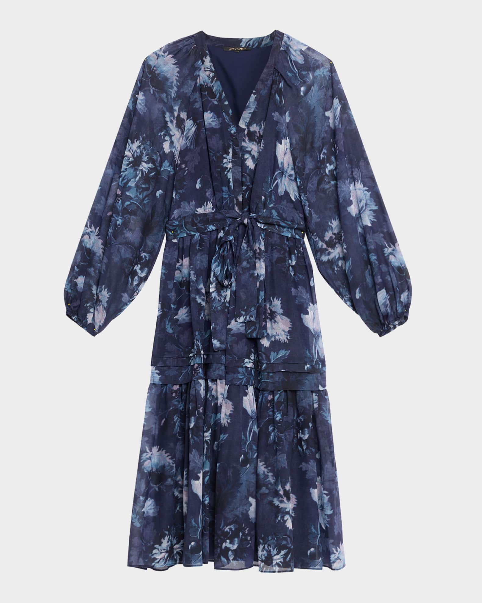 Kobi Halperin Belle Tiered Floral-Print Midi Dress | Neiman Marcus