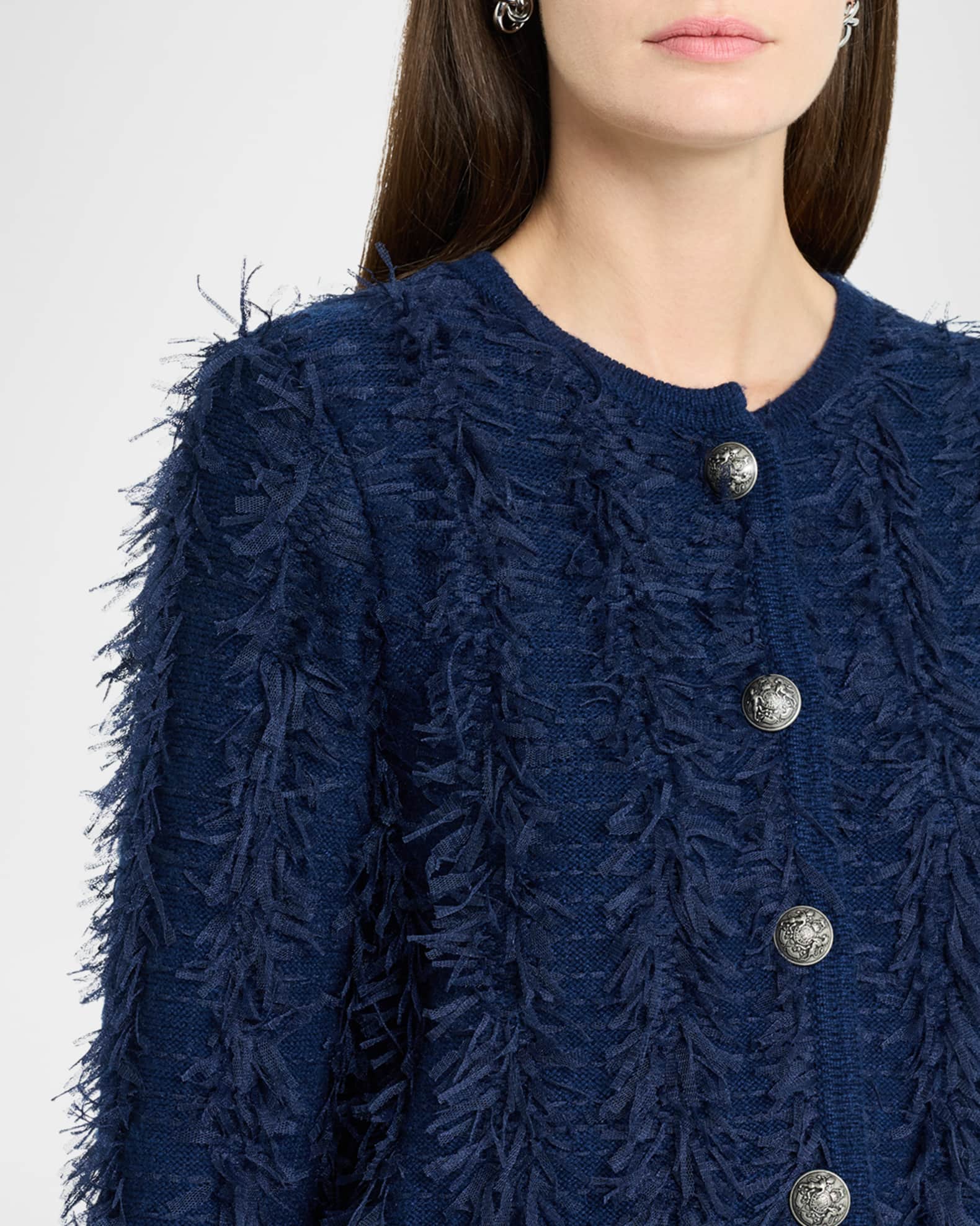 Kobi Halperin Lyra Fringed Button-Down Sweater | Neiman Marcus