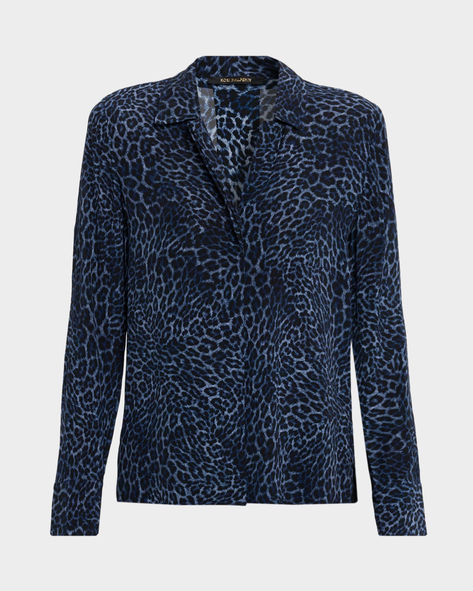 Kobi Halperin Gavin Leopard-Print Viscose Blouse | Neiman Marcus