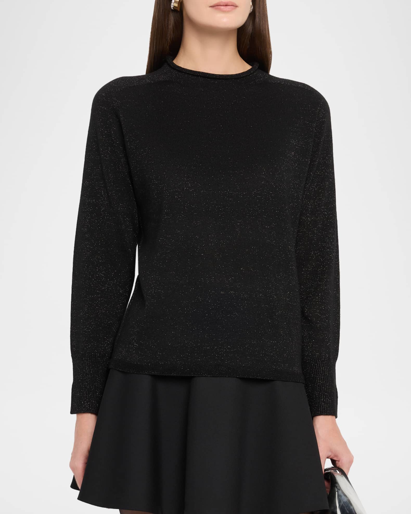 Kobi Halperin Lisa Funnel-Neck Shimmer Knit Sweater | Neiman Marcus
