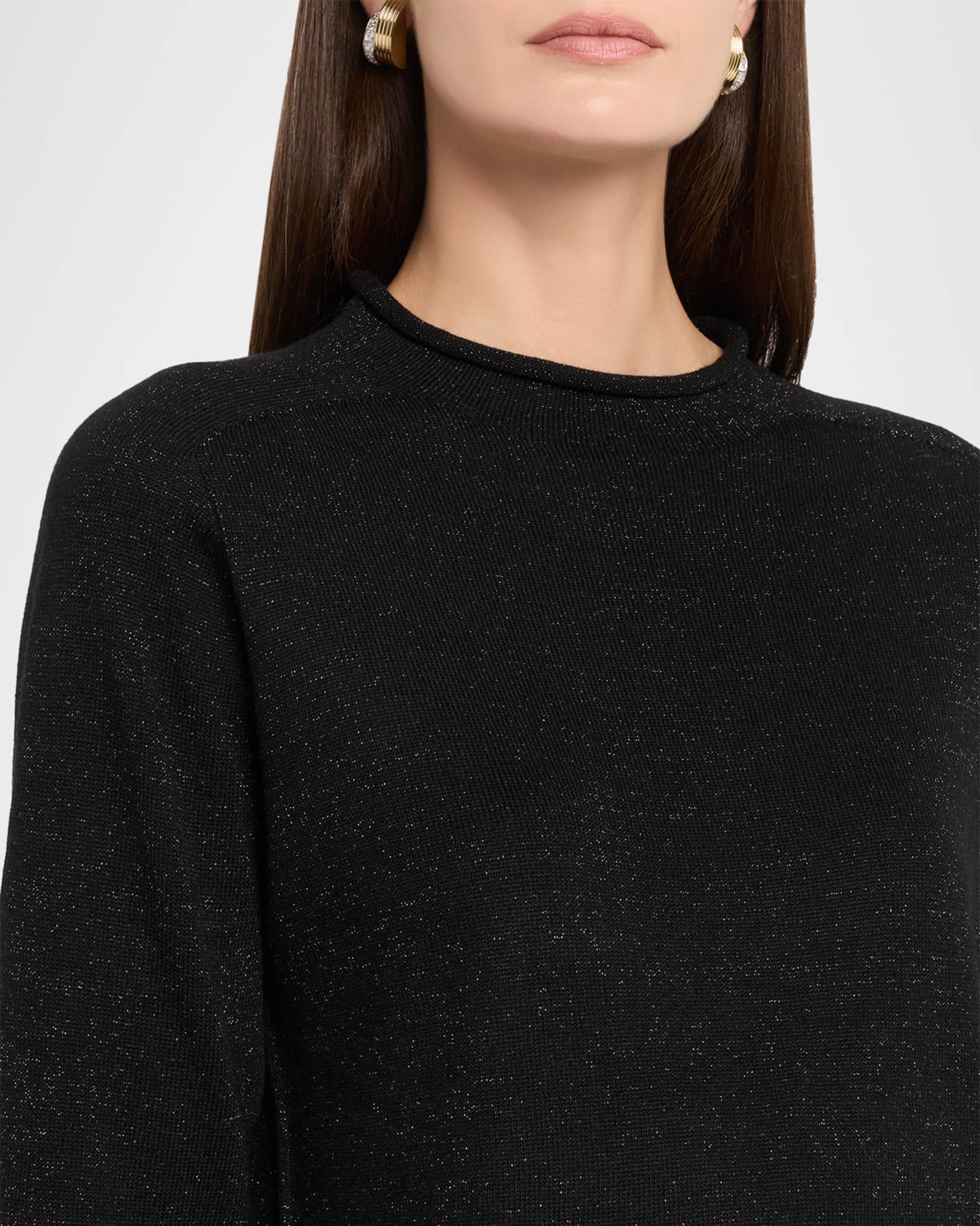 Kobi Halperin Lisa Funnel-Neck Shimmer Knit Sweater | Neiman Marcus
