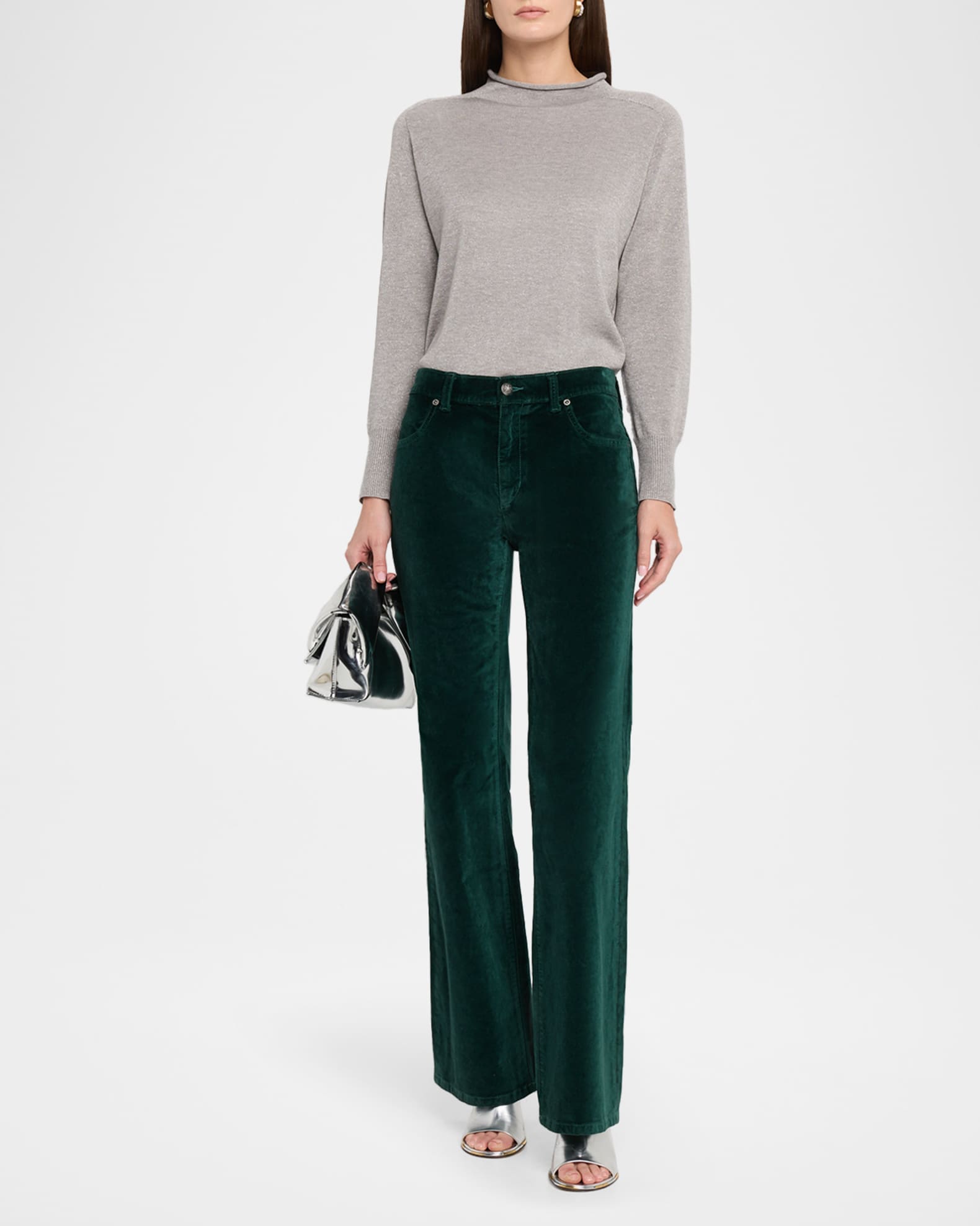 Kobi Halperin Lisa Funnel-Neck Shimmer Knit Sweater | Neiman Marcus