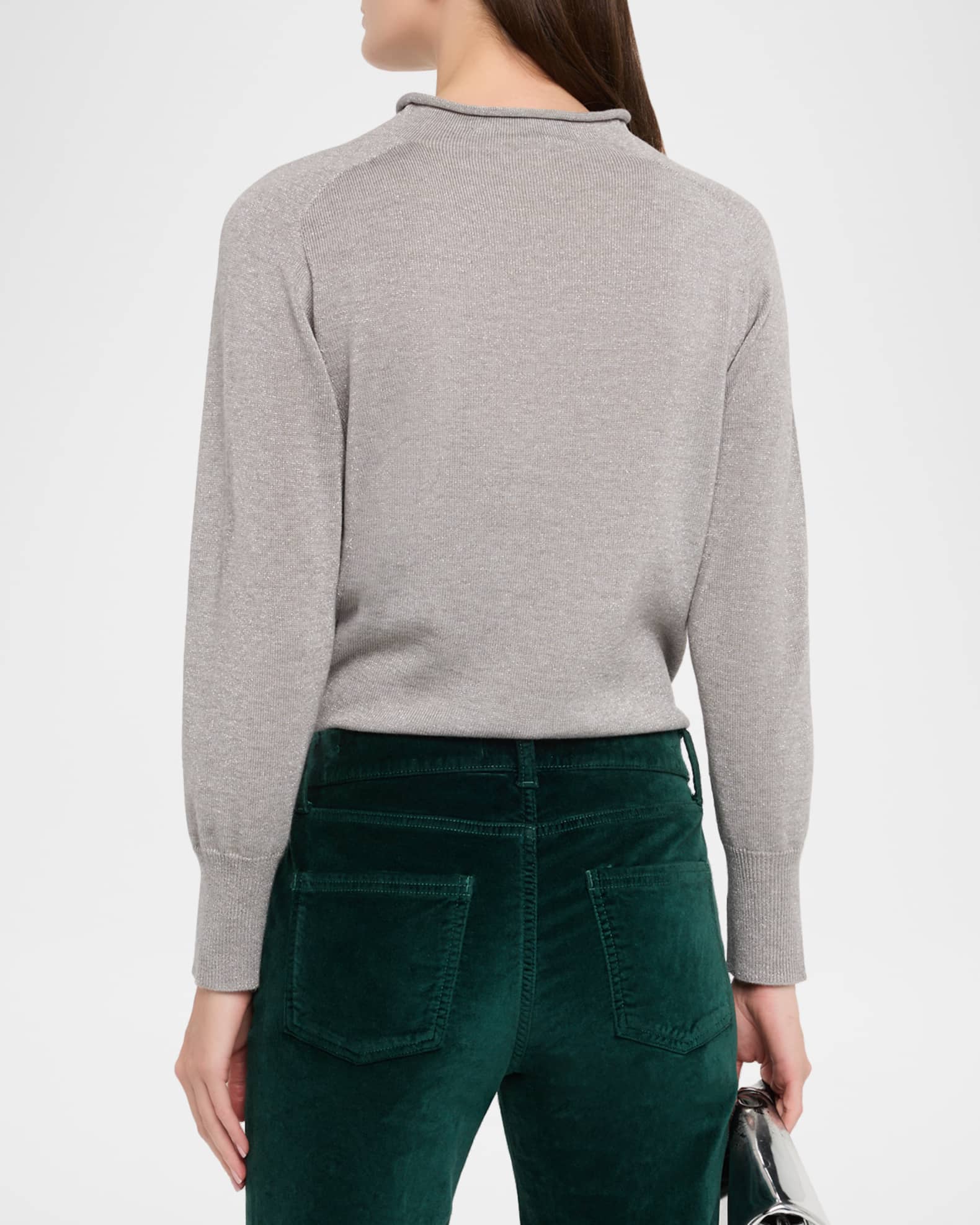 Kobi Halperin Lisa Funnel-Neck Shimmer Knit Sweater | Neiman Marcus