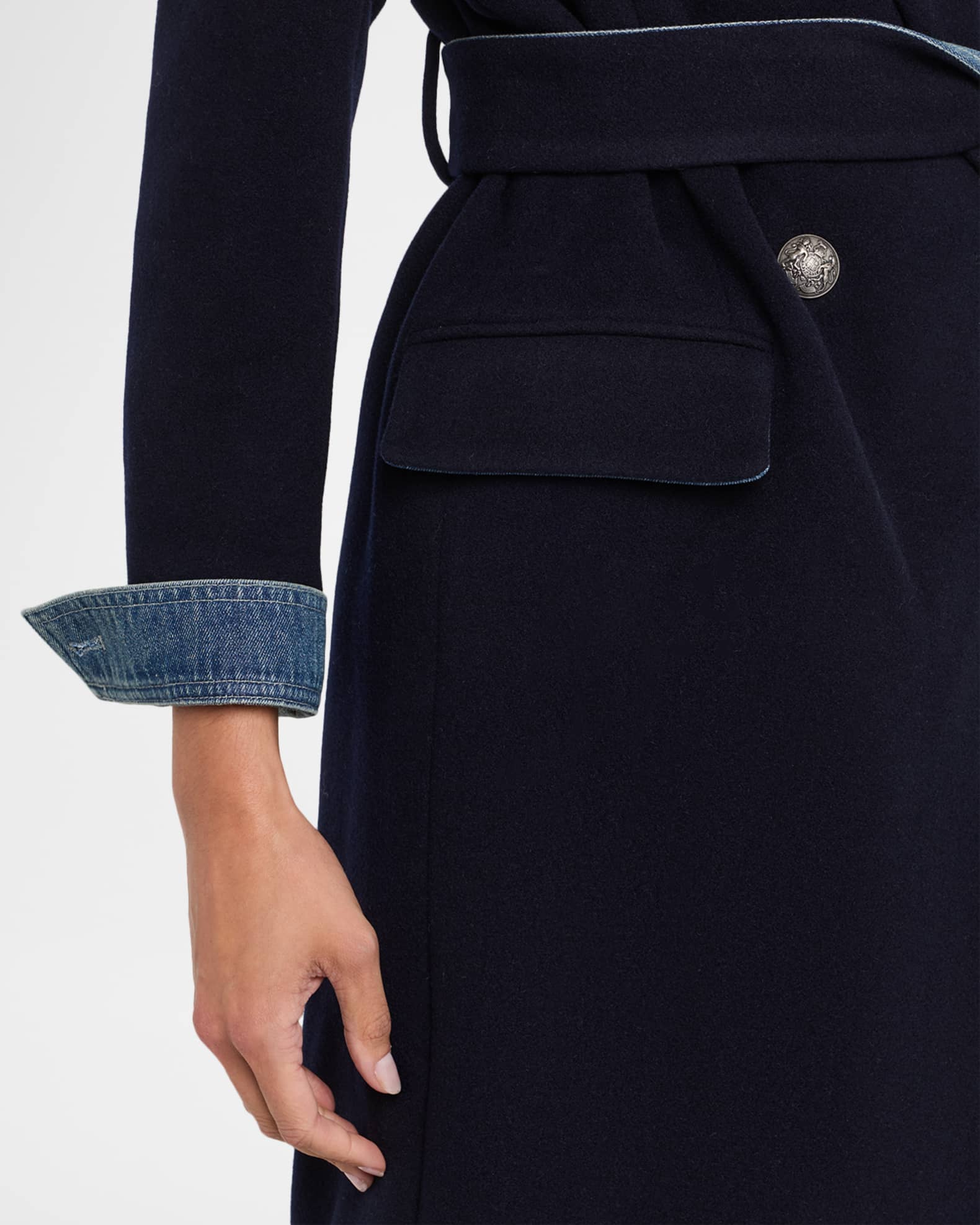Kobi Halperin Otto Denim-Trim Wool Coat | Neiman Marcus