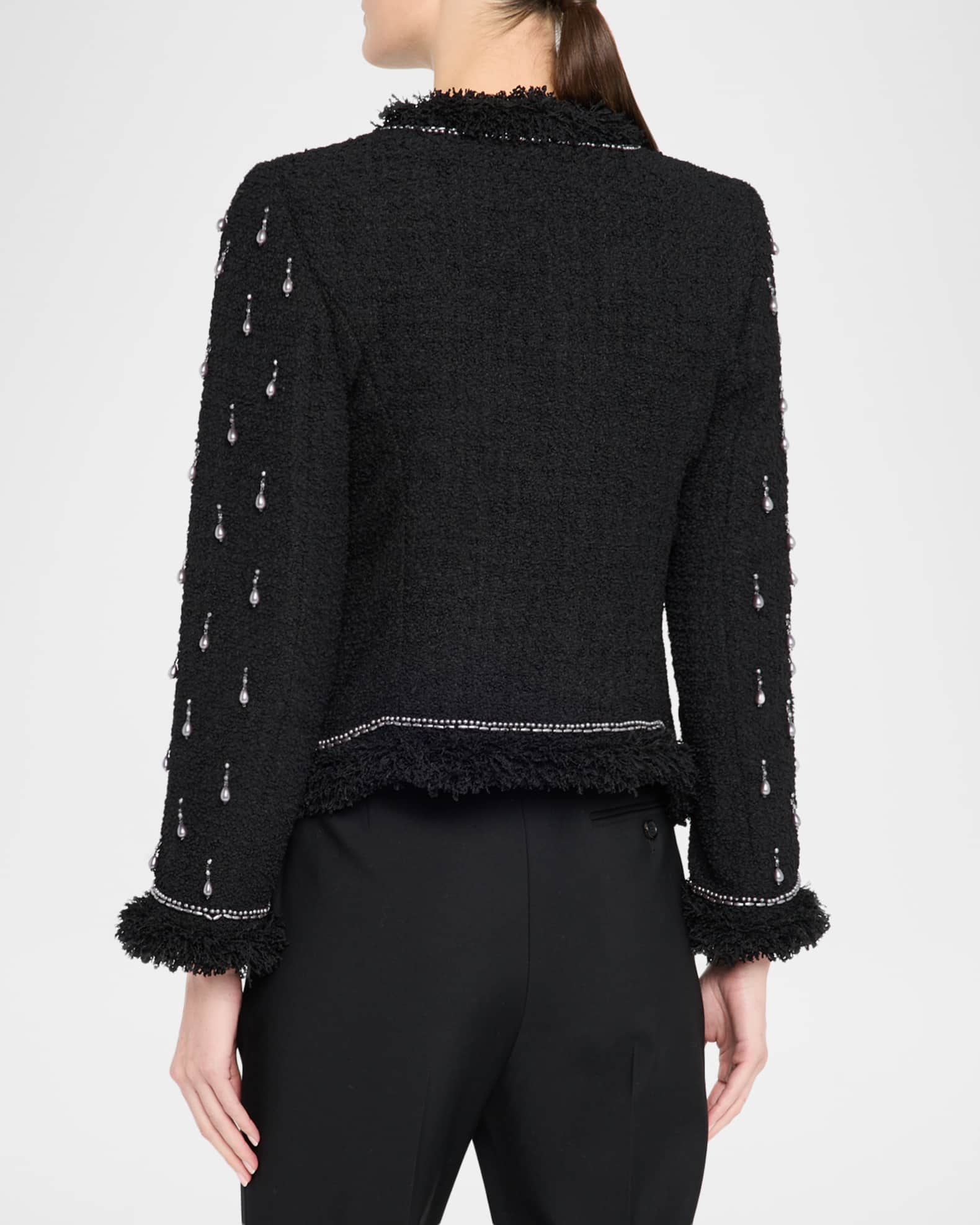 Kobi Halperin Hana Beaded Fringe-Trim Tweed Jacket | Neiman Marcus