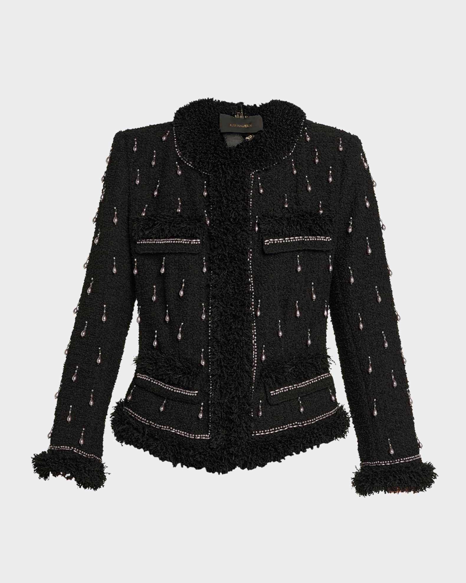 Kobi Halperin Hana Beaded Fringe-Trim Tweed Jacket | Neiman Marcus