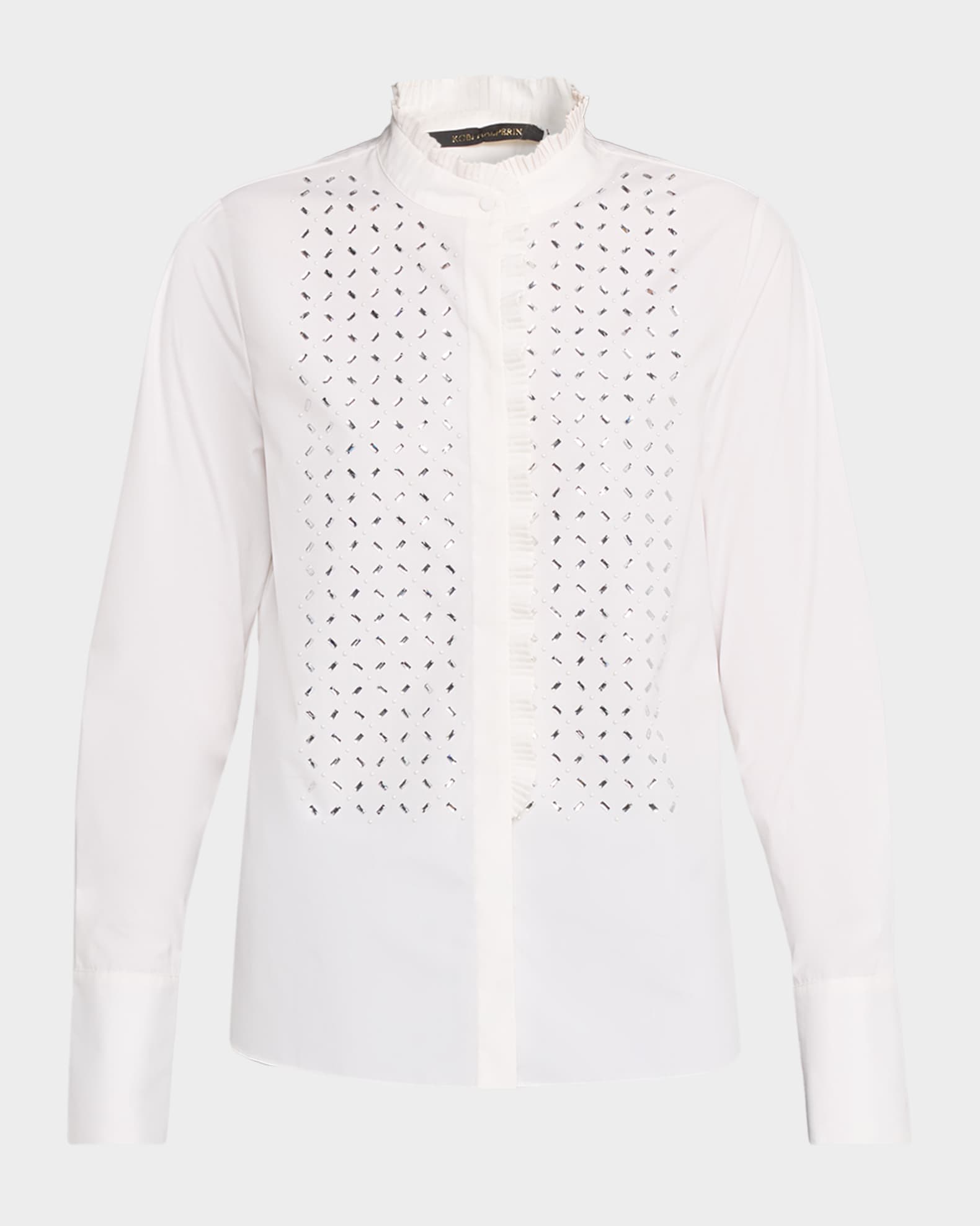 Kobi Halperin Mick Embellished Ruffle-Trim Blouse | Neiman Marcus