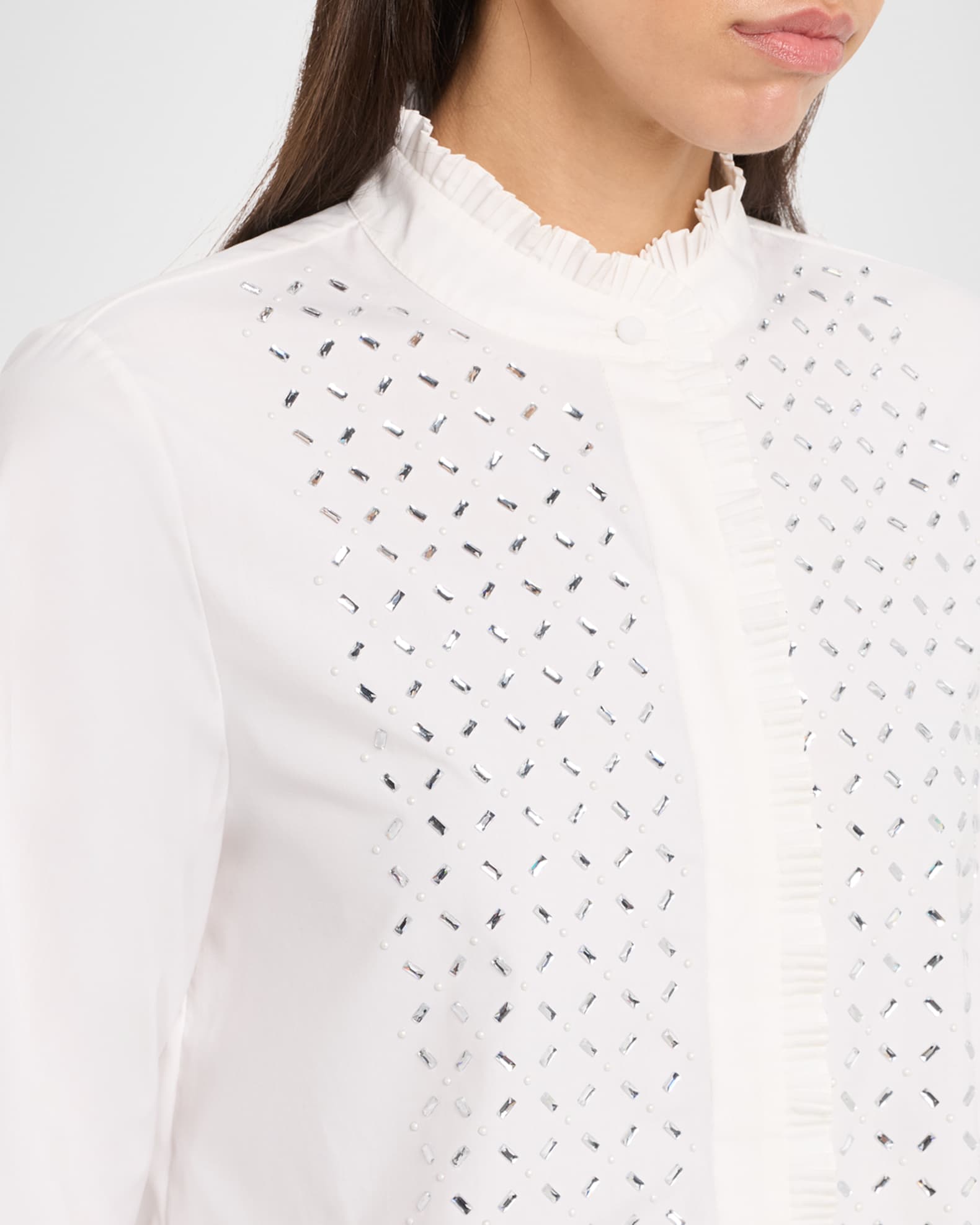 Kobi Halperin Mick Embellished Ruffle-Trim Blouse | Neiman Marcus
