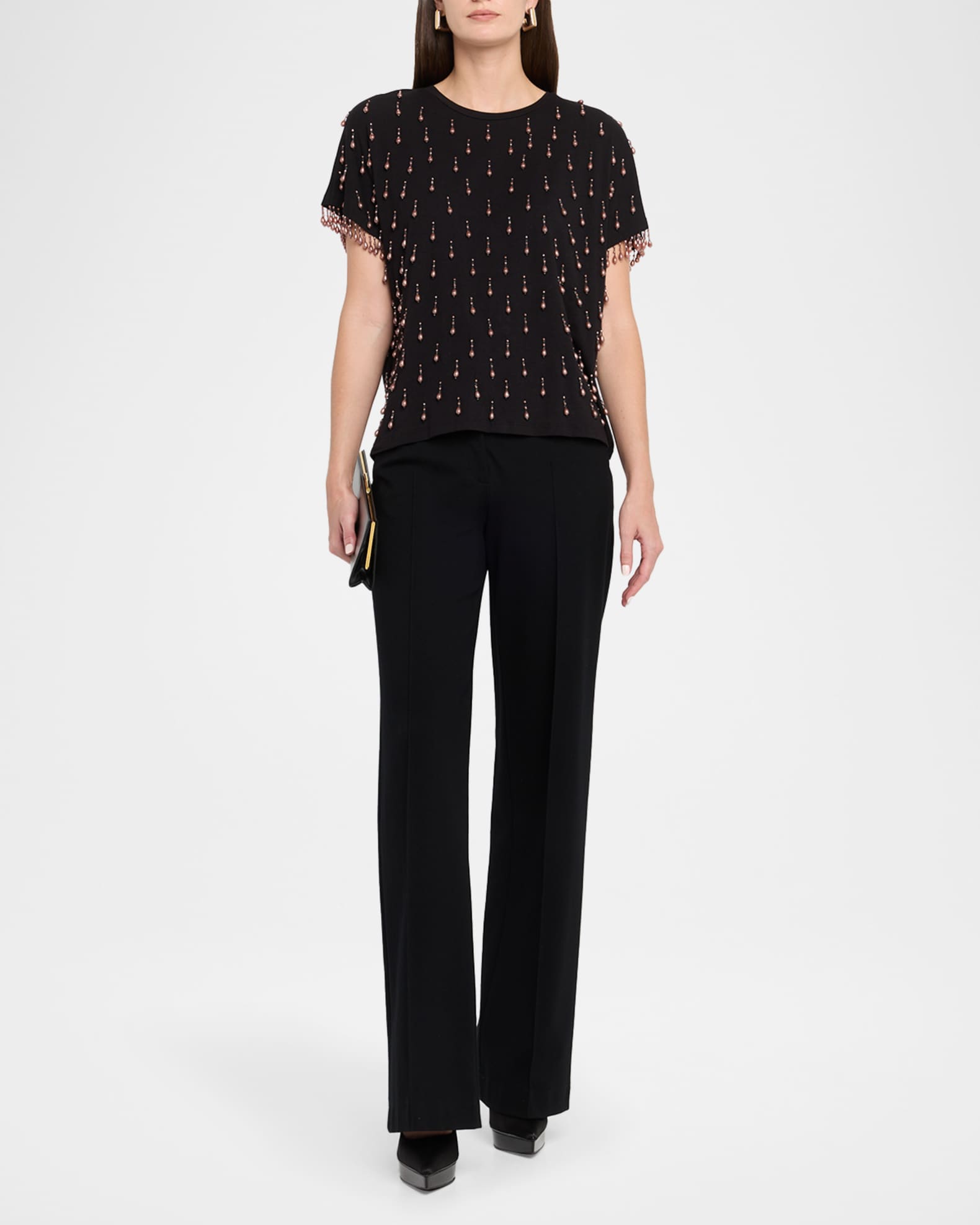 Kobi Halperin Carmel Beaded Cotton Knit Tee | Neiman Marcus