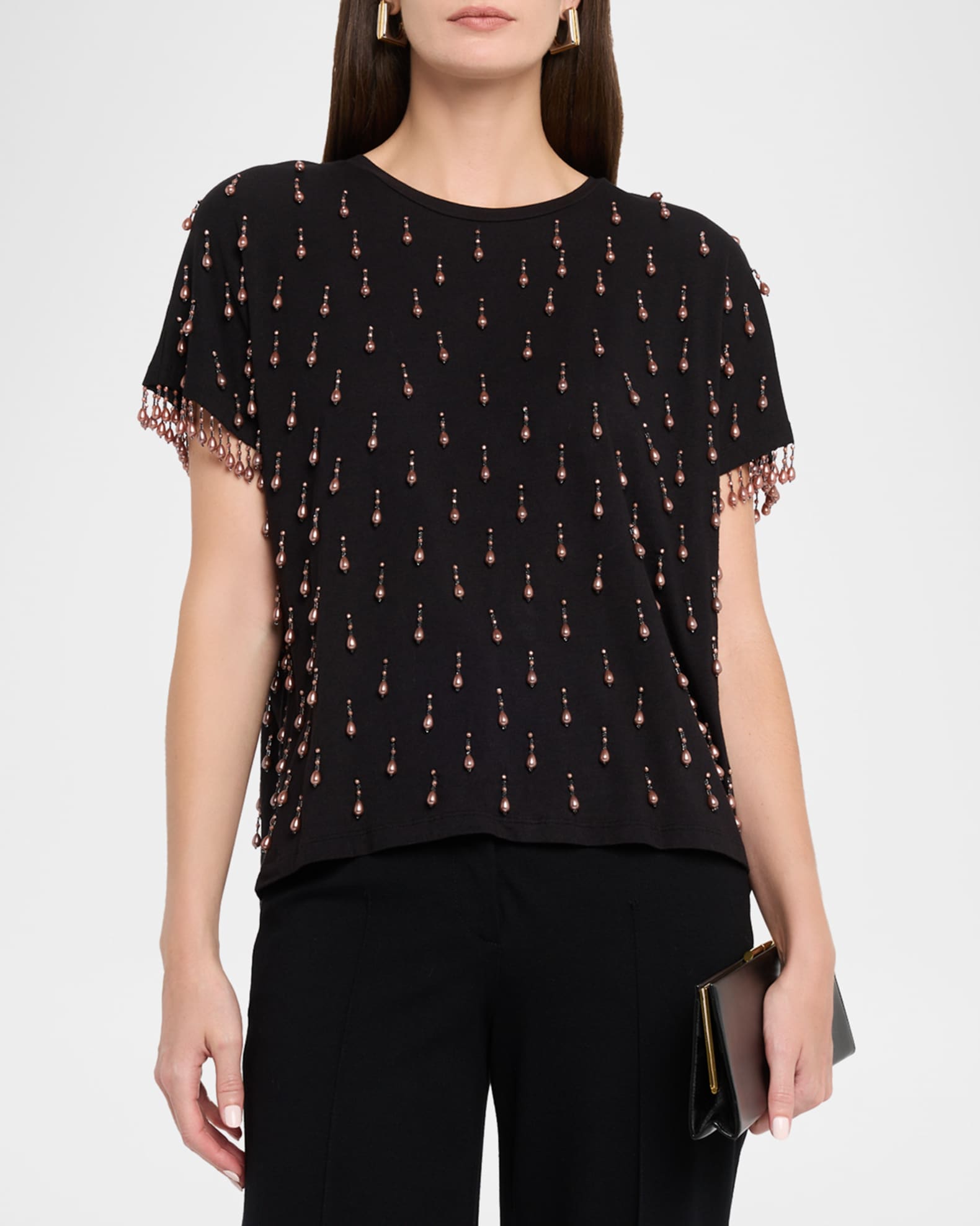 Kobi Halperin Carmel Beaded Cotton Knit Tee | Neiman Marcus