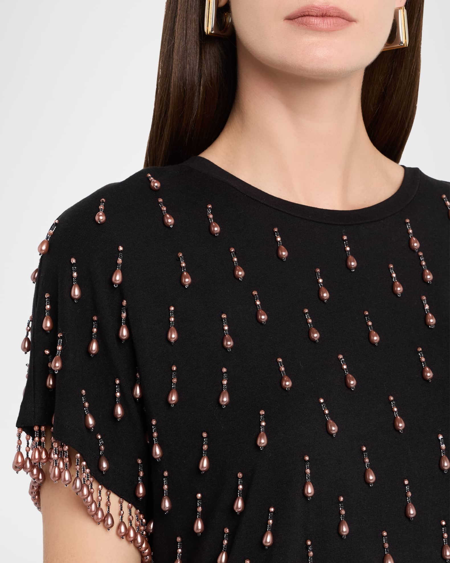 Kobi Halperin Carmel Beaded Cotton Knit Tee | Neiman Marcus