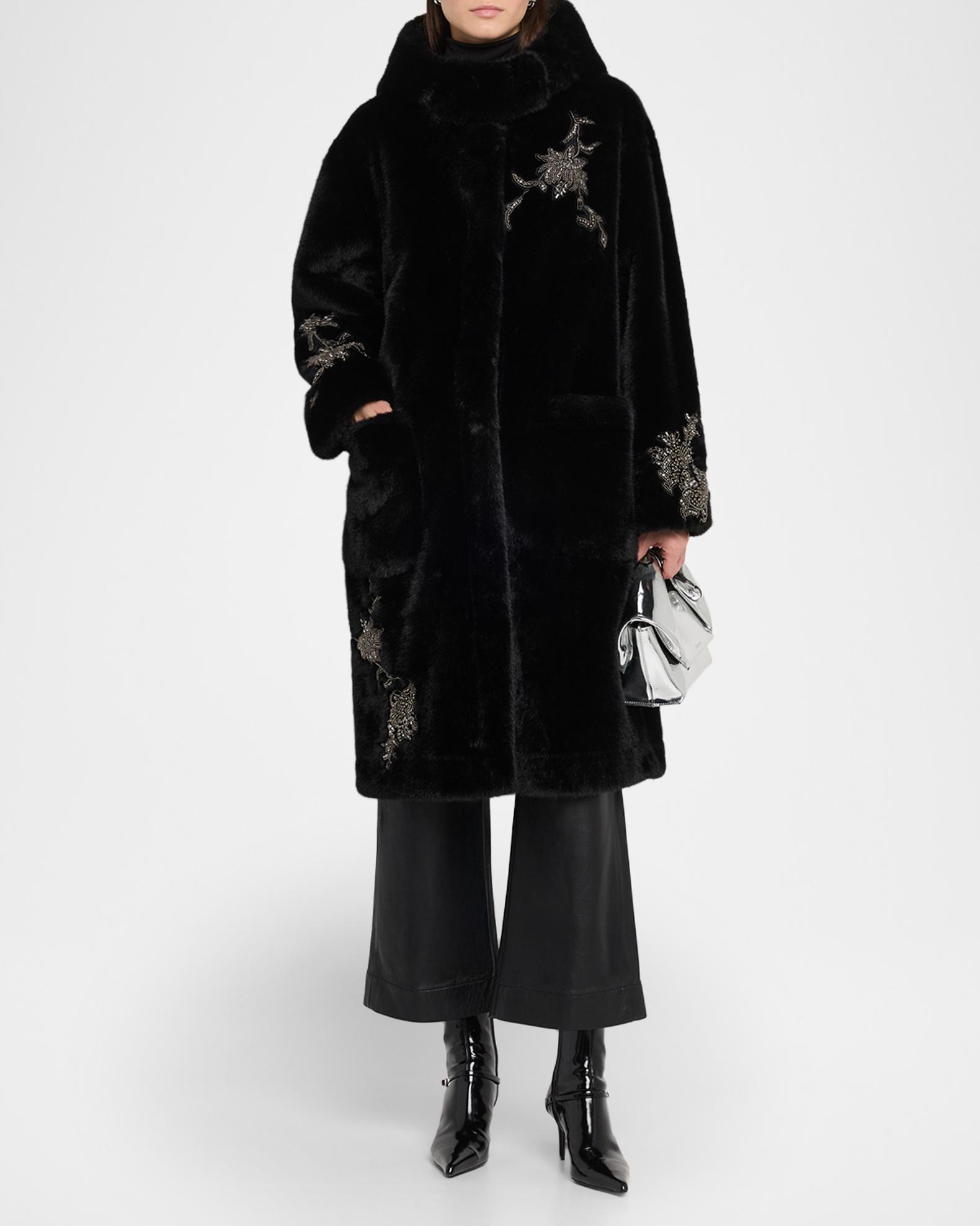Kobi Halperin Peggy Crystal Applique Faux Fur Coat | Neiman Marcus