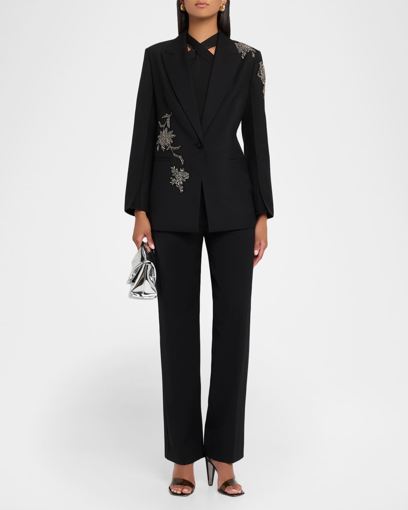 Kobi Halperin Lariz Single-Button Crystal Applique Jacket | Neiman Marcus