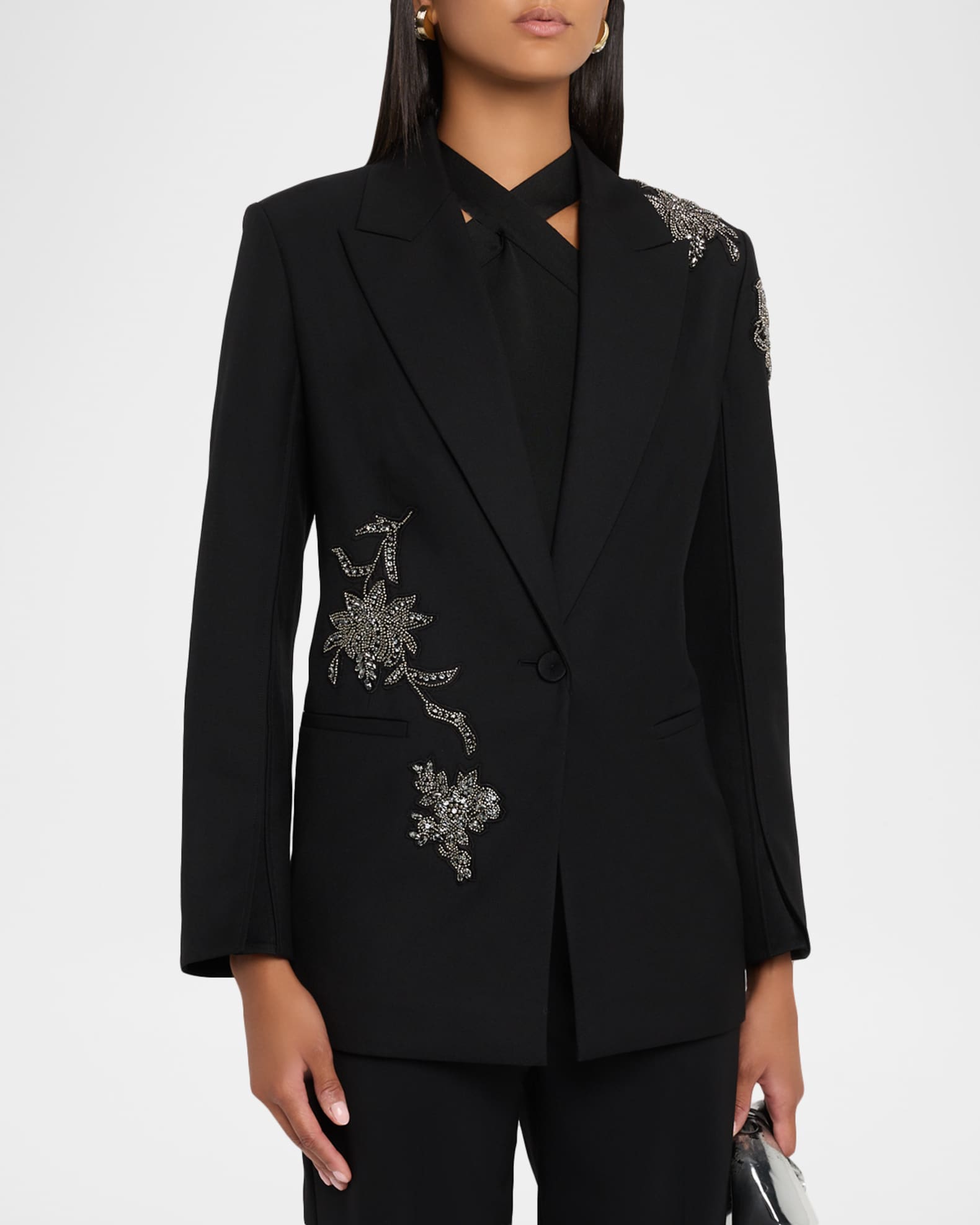 Kobi Halperin Lariz Single-Button Crystal Applique Jacket | Neiman Marcus