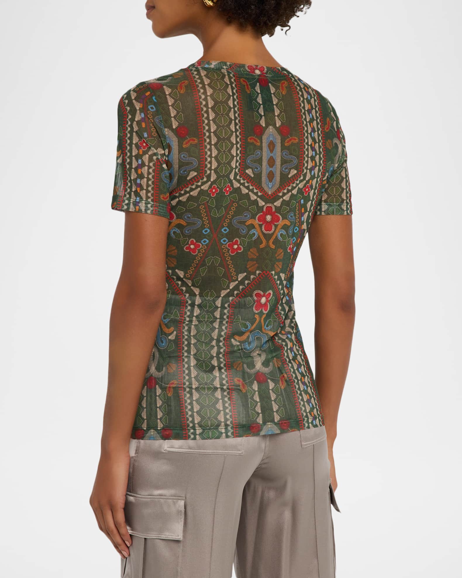 Johnny Was Nanette Short-Sleeve Mesh Tee | Neiman Marcus