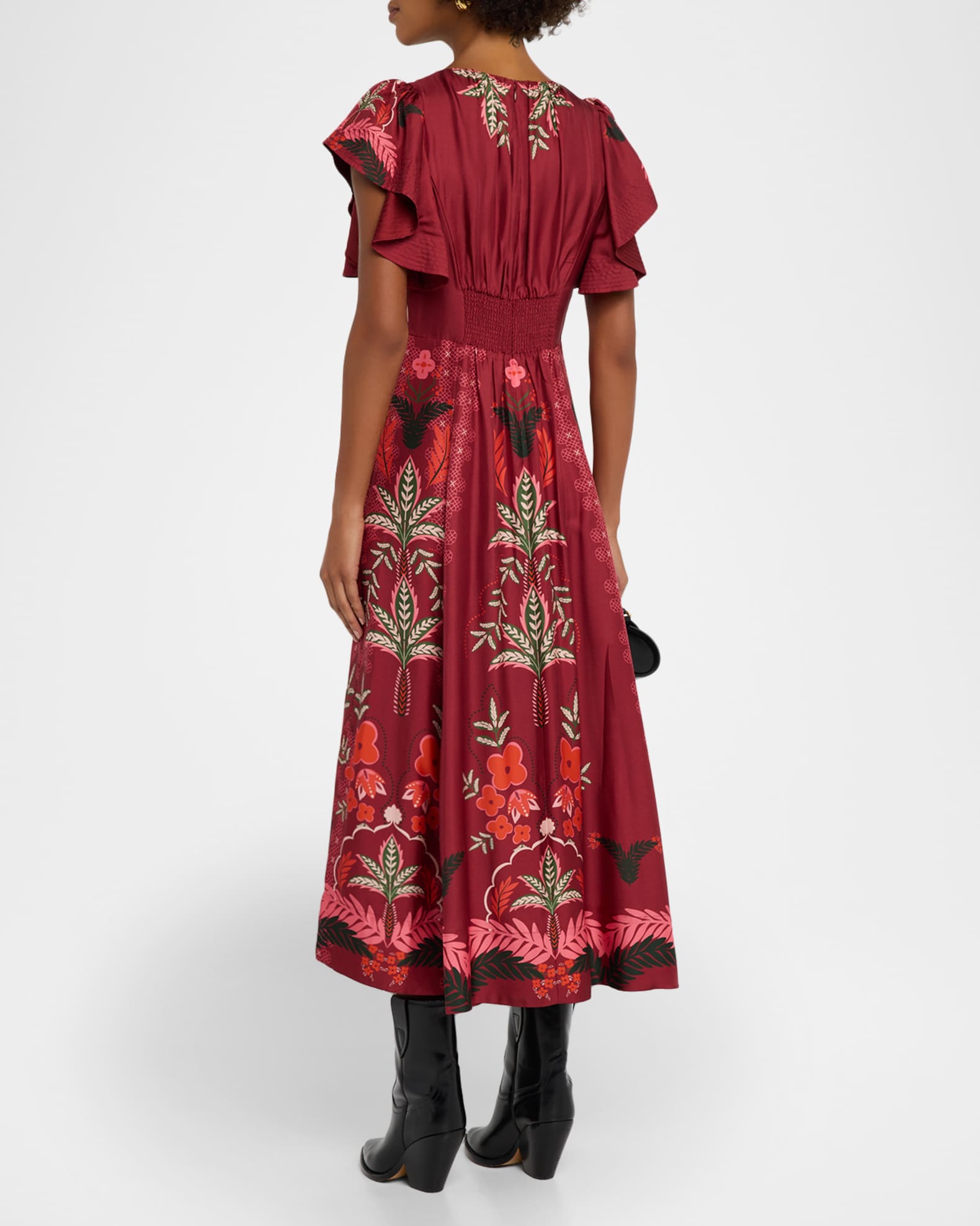 Johnny Was Annamay Floral & Geometric-Print Midi Dress | Neiman Marcus
