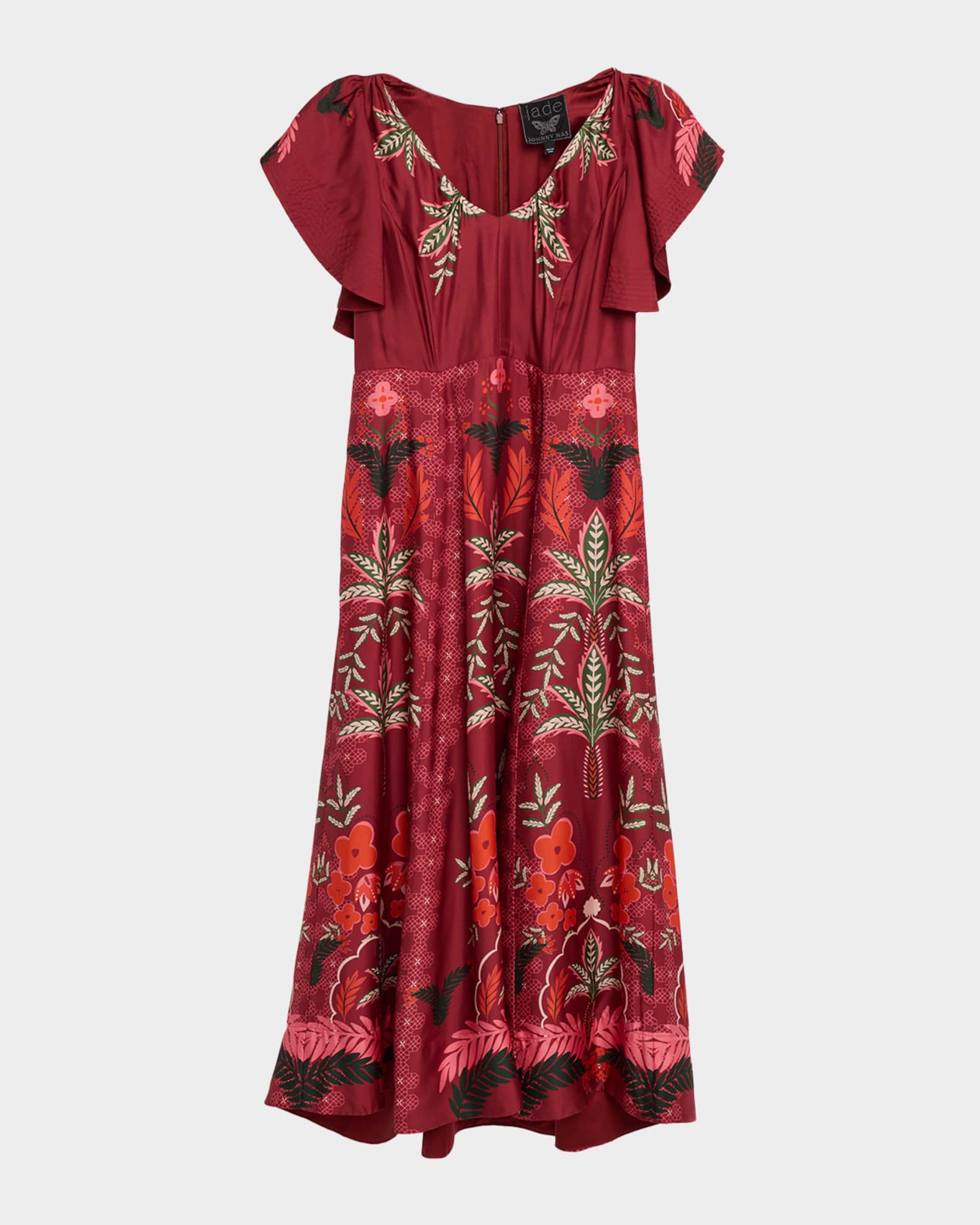 Johnny Was Annamay Floral & Geometric-Print Midi Dress | Neiman Marcus